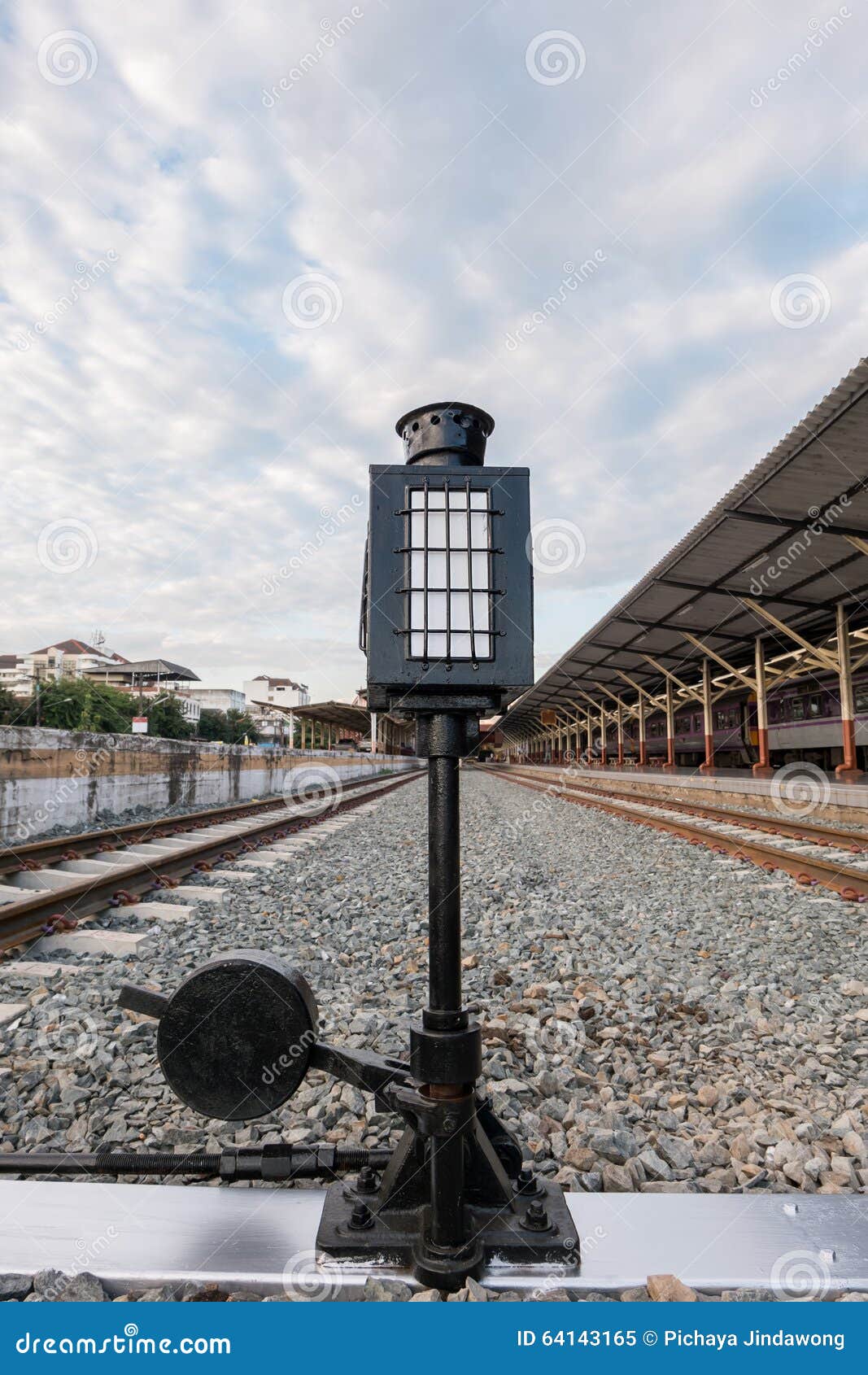 Signal Light in Railway Station Stock Image - Image of railroad ...