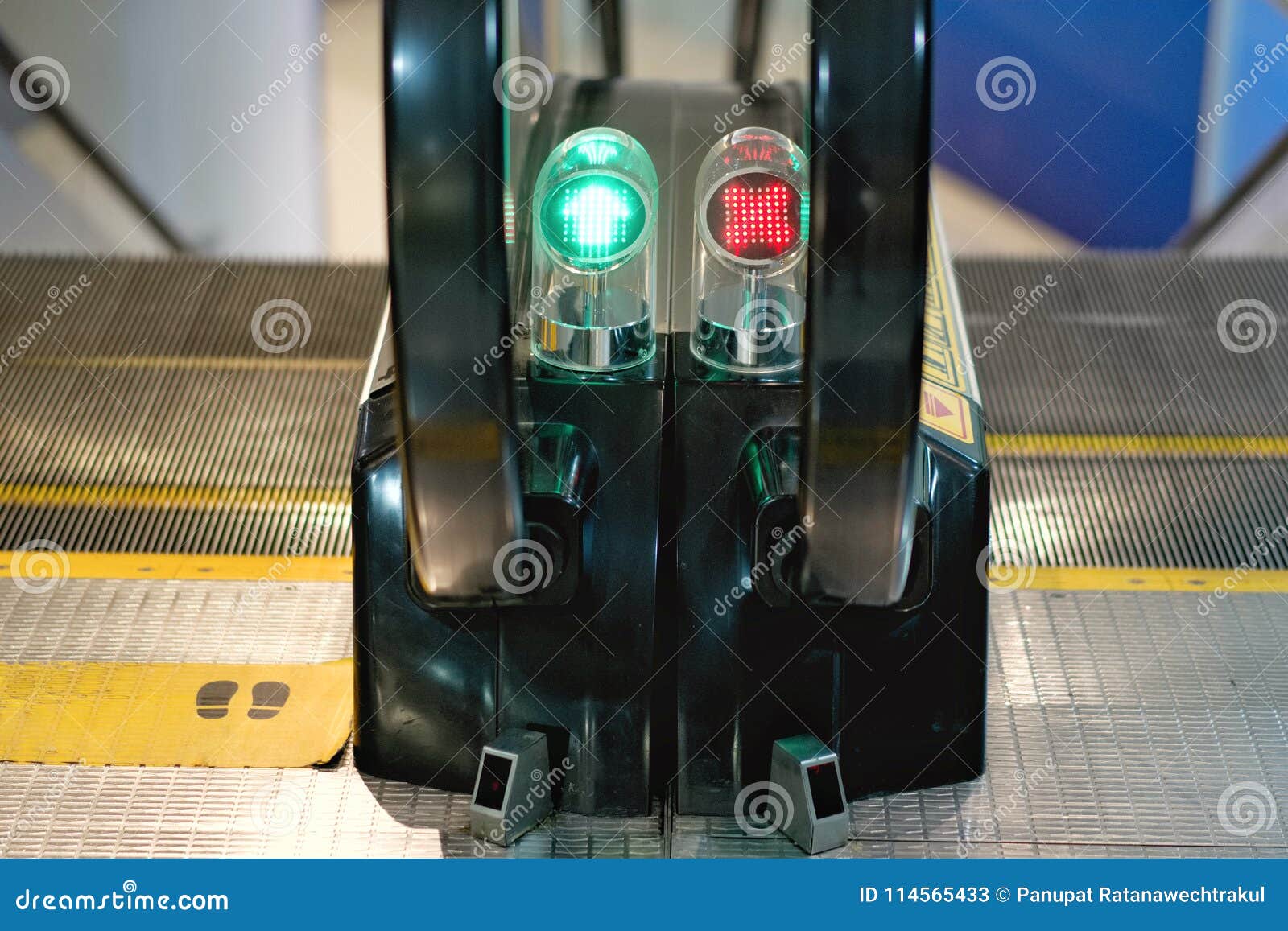 Signal Light Working and Stop Working of Escalator. Stock Image - Image ...
