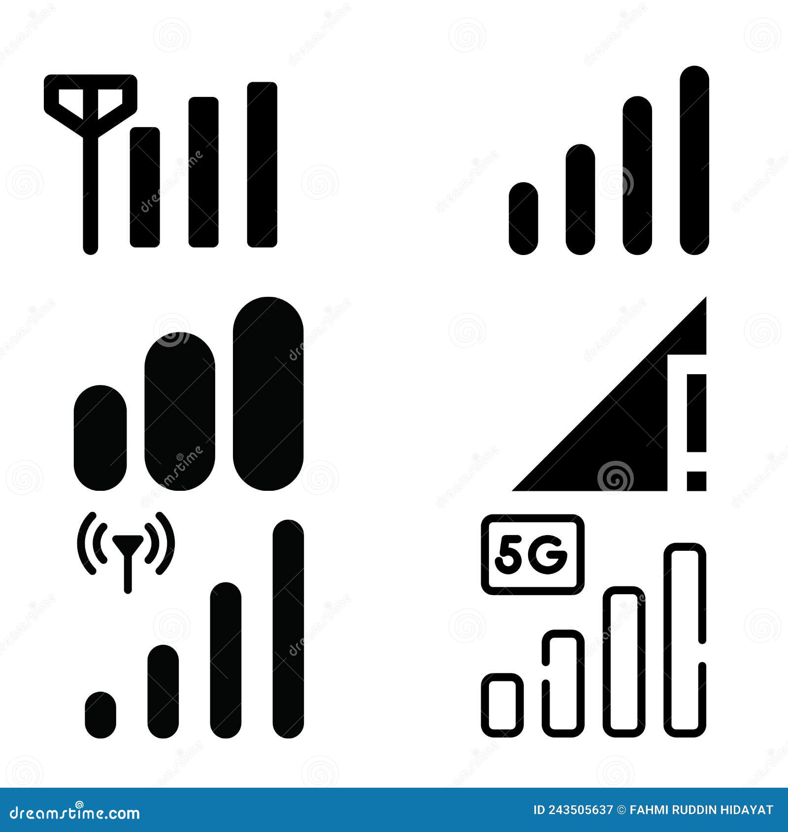 Signal Mobile Interface Icon Connection Level Sign Set Stock Vector ...