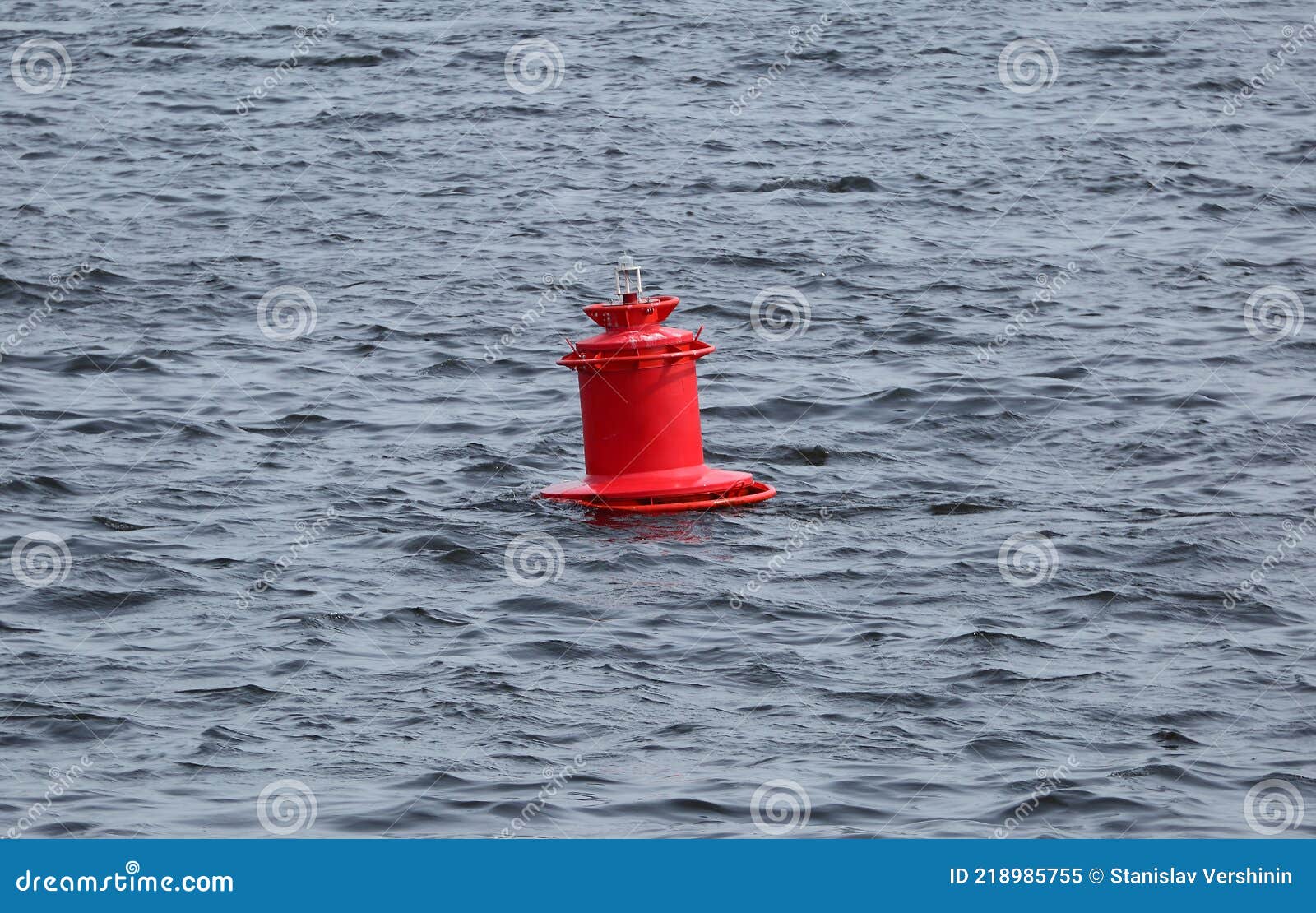 Signal Red Buoy on Blue Water Stock Image - Image of water, nautical ...