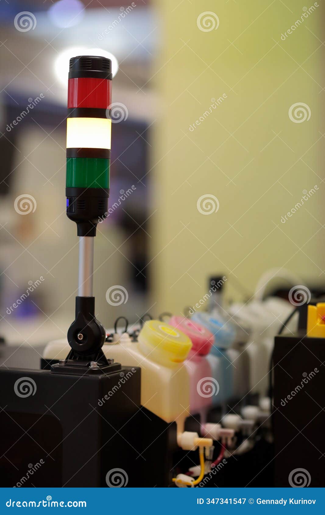 Signal Stack Lights on Large Format Inkjet Printer Stock Image - Image ...