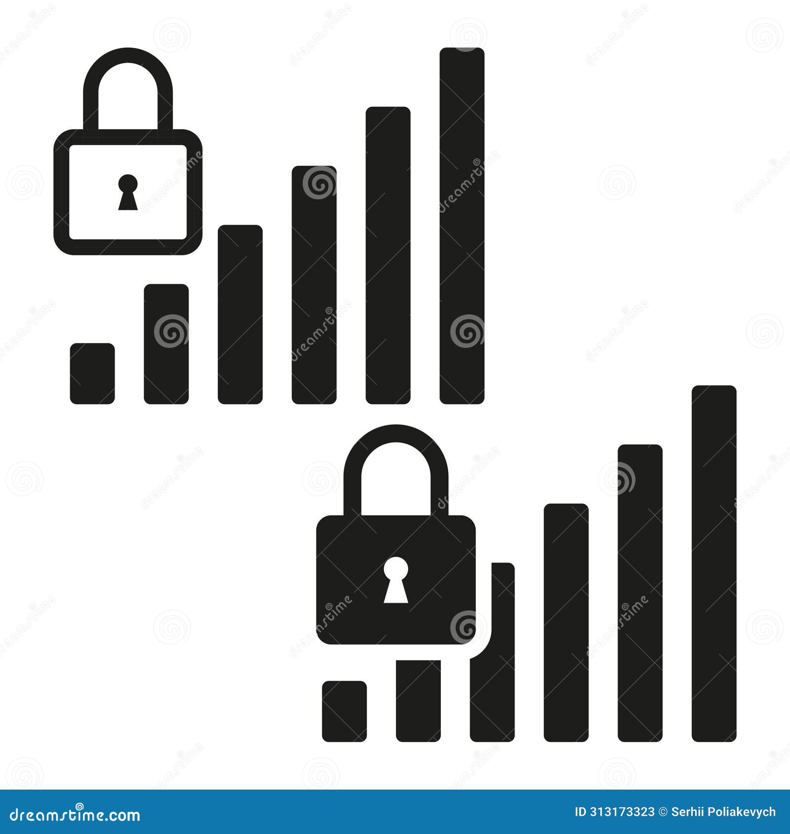 Signal Strength Indicators Locked with Padlocks. Security and Privacy ...