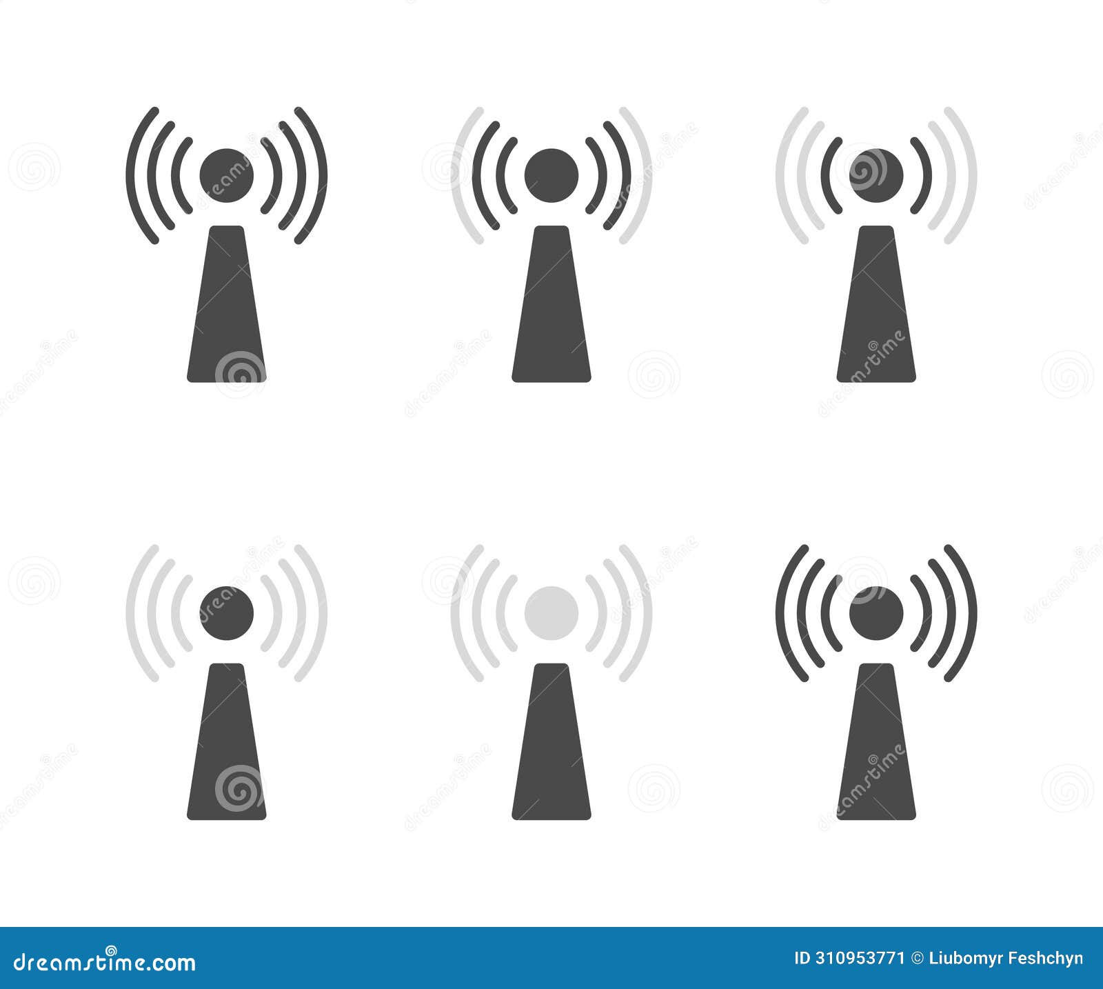Signal Strength Wifi Icon Set Collection. Wireless Connection Network ...