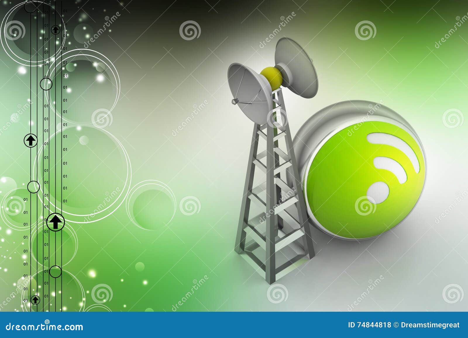 Signal Tower with Internet Sign Stock Illustration - Illustration of ...