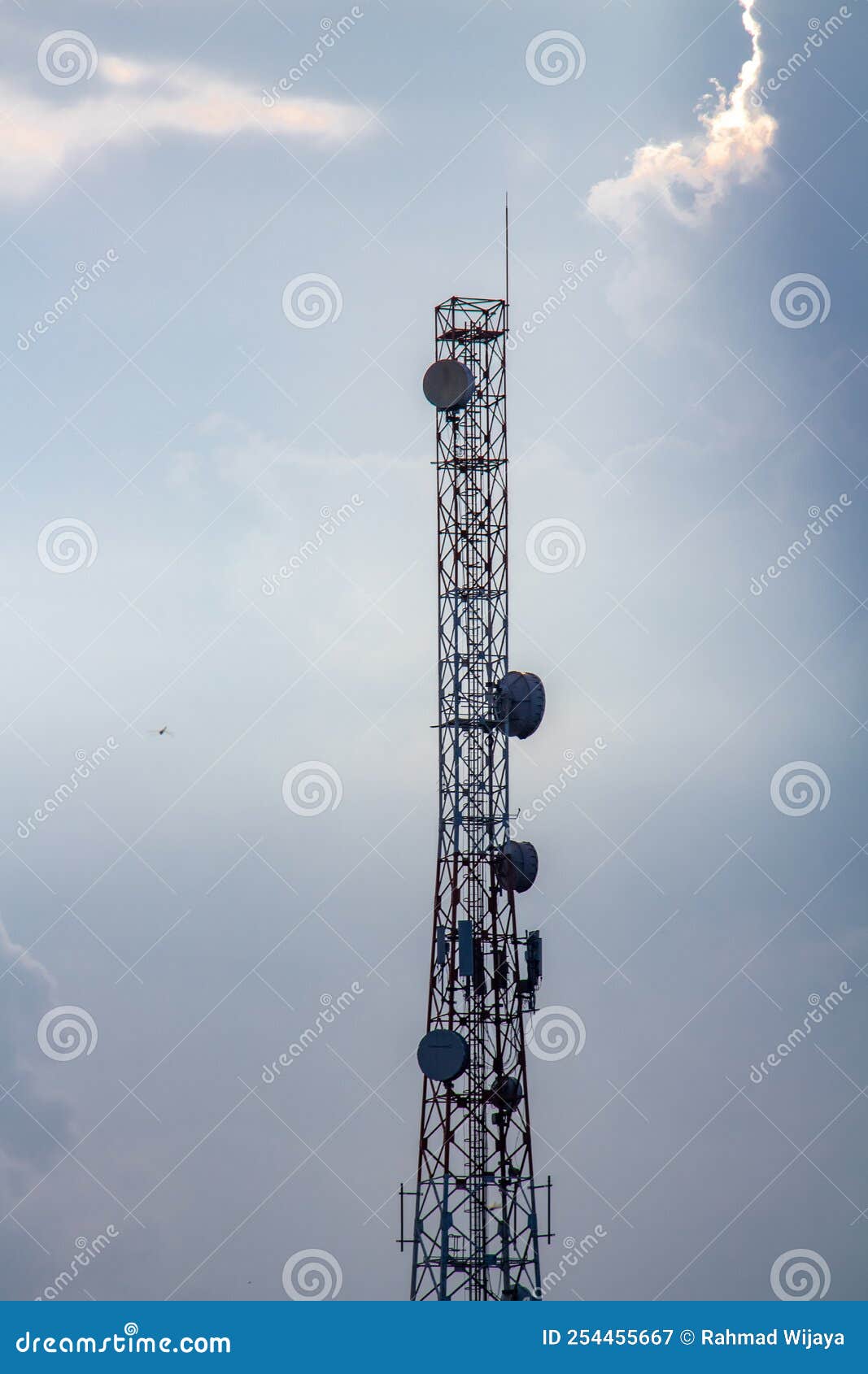 Signal Tower Mast on Blue Cloud Background Stock Image - Image of ...