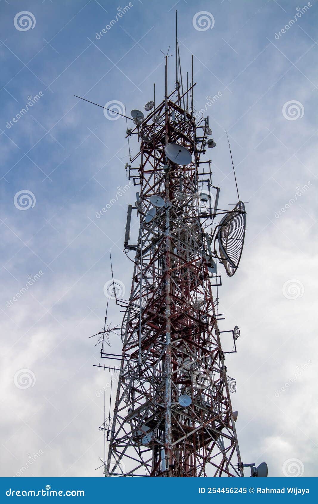 Signal Tower Mast on Blue Cloud Background Stock Image - Image of iron ...