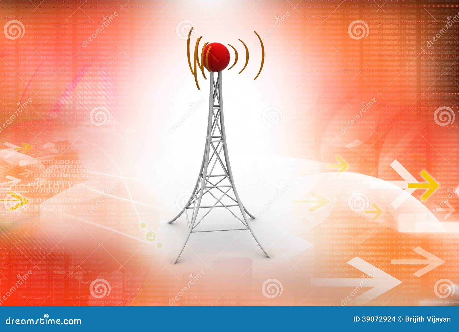 Signal Tower with Networking Stock Illustration - Illustration of ...
