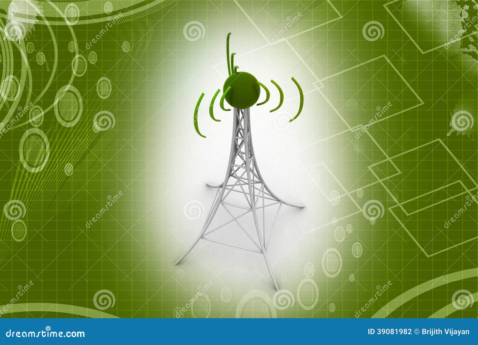 Signal Tower with Networking Stock Illustration - Illustration of ...