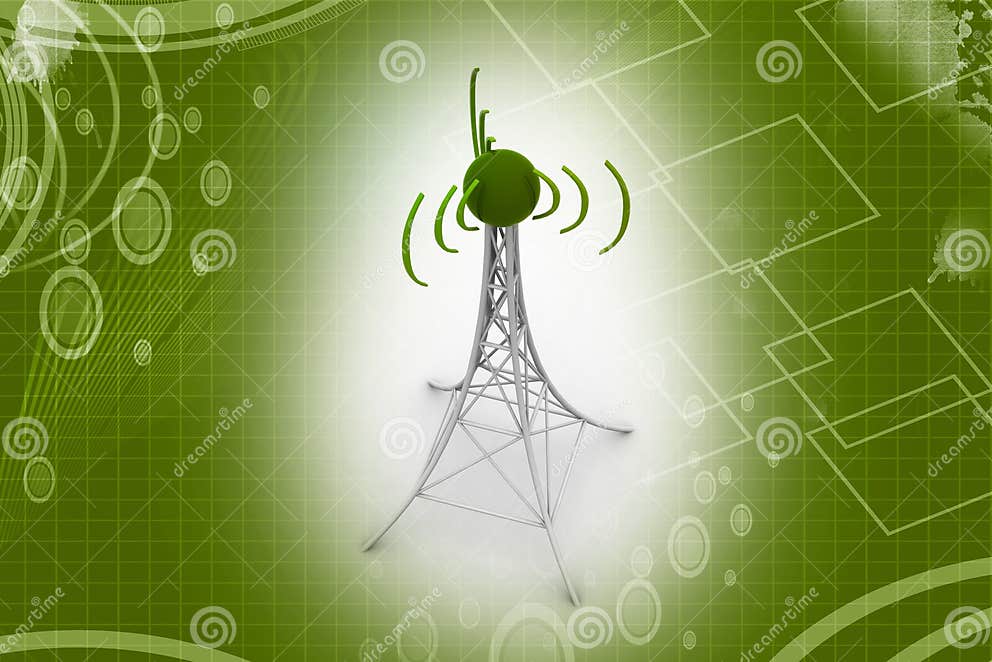 Signal Tower with Networking Stock Illustration - Illustration of ...