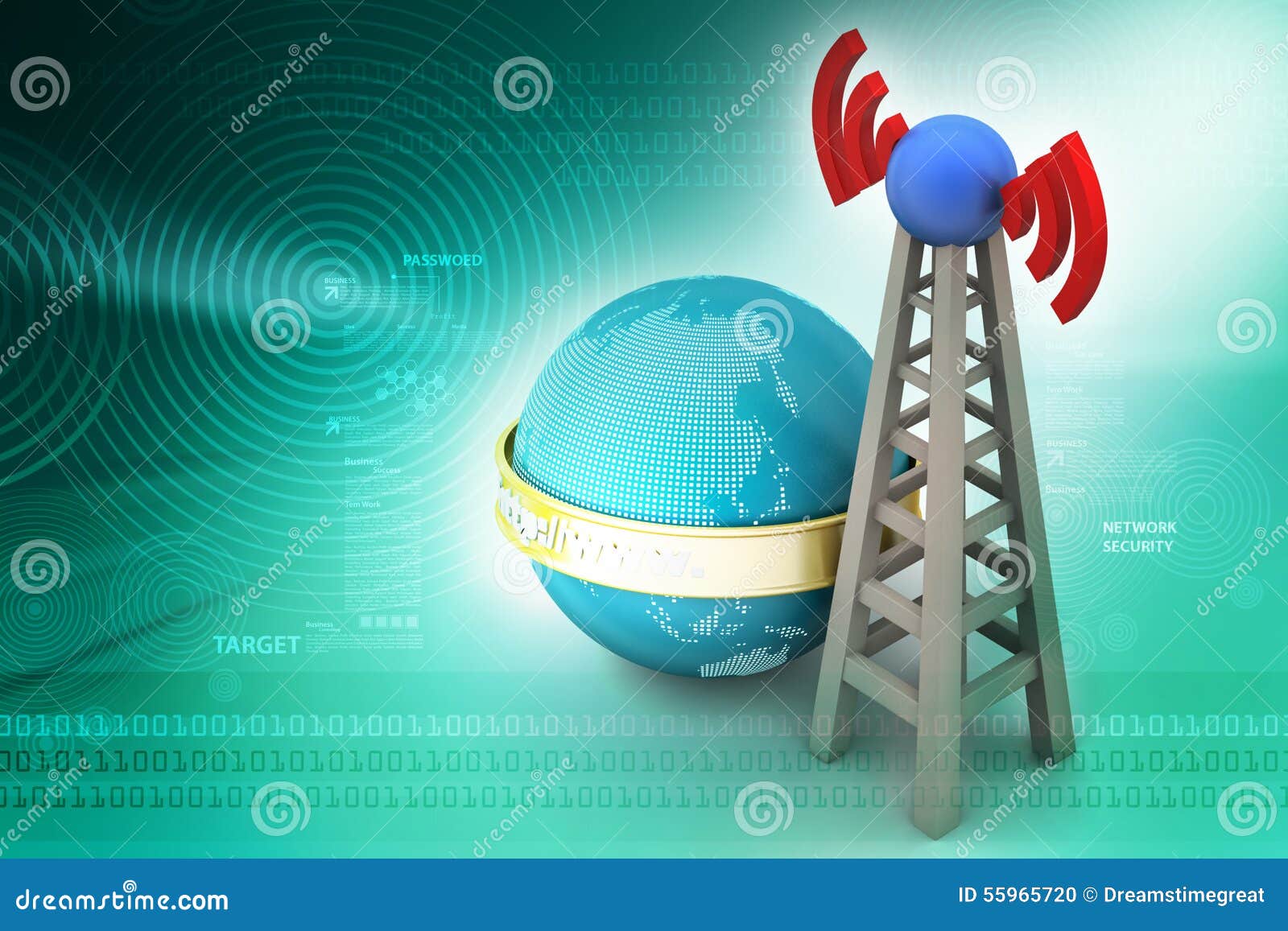 Signal Tower with Networking Stock Illustration - Illustration of ...