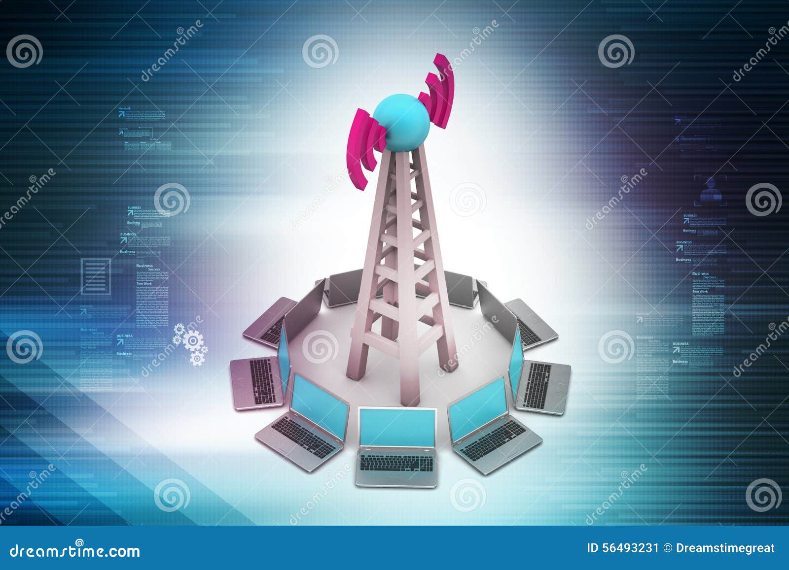 Signal Tower with Networking Stock Illustration - Illustration of ...