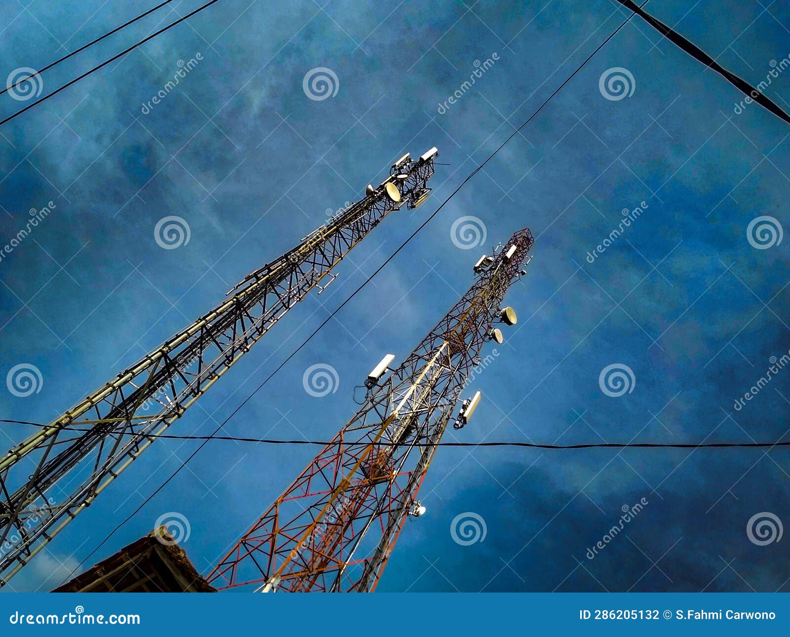 Signal Transmission Tower Portrait Stock Photo - Image of voltage ...