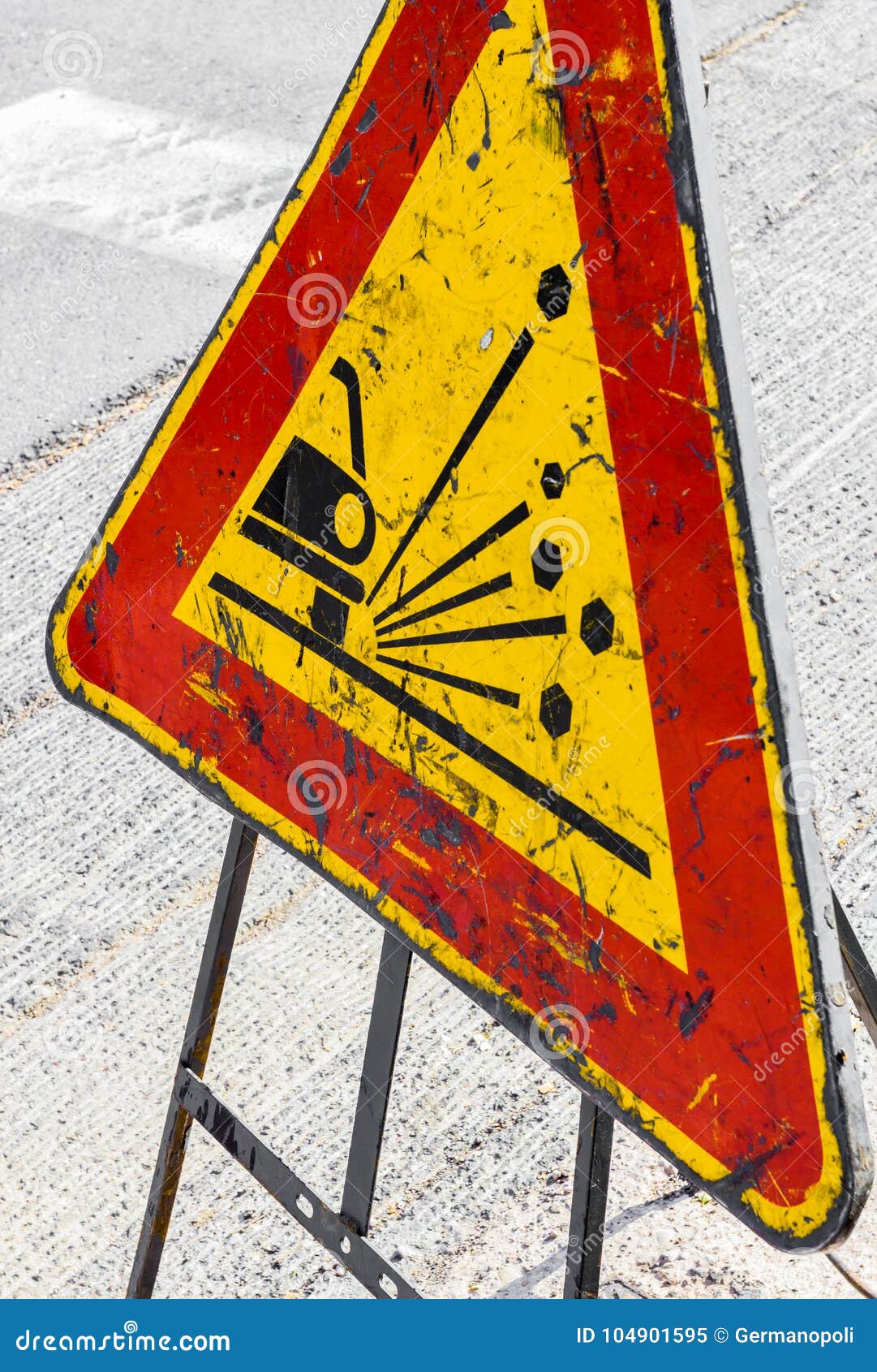 Signal of Unstable Material on Road Stock Image - Image of abstract ...