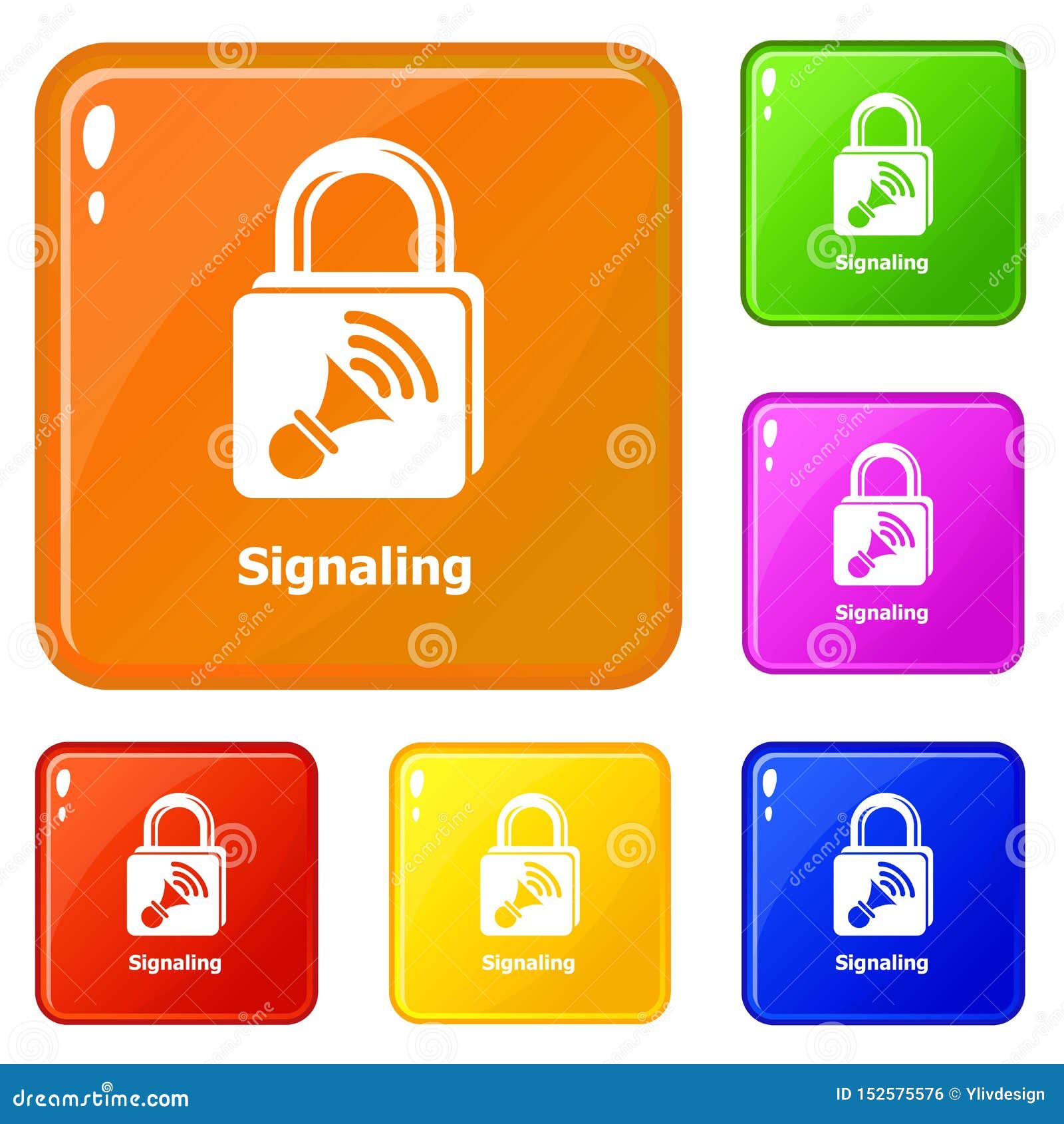 Signaling Icons Set Vector Color Stock Vector - Illustration of lock ...