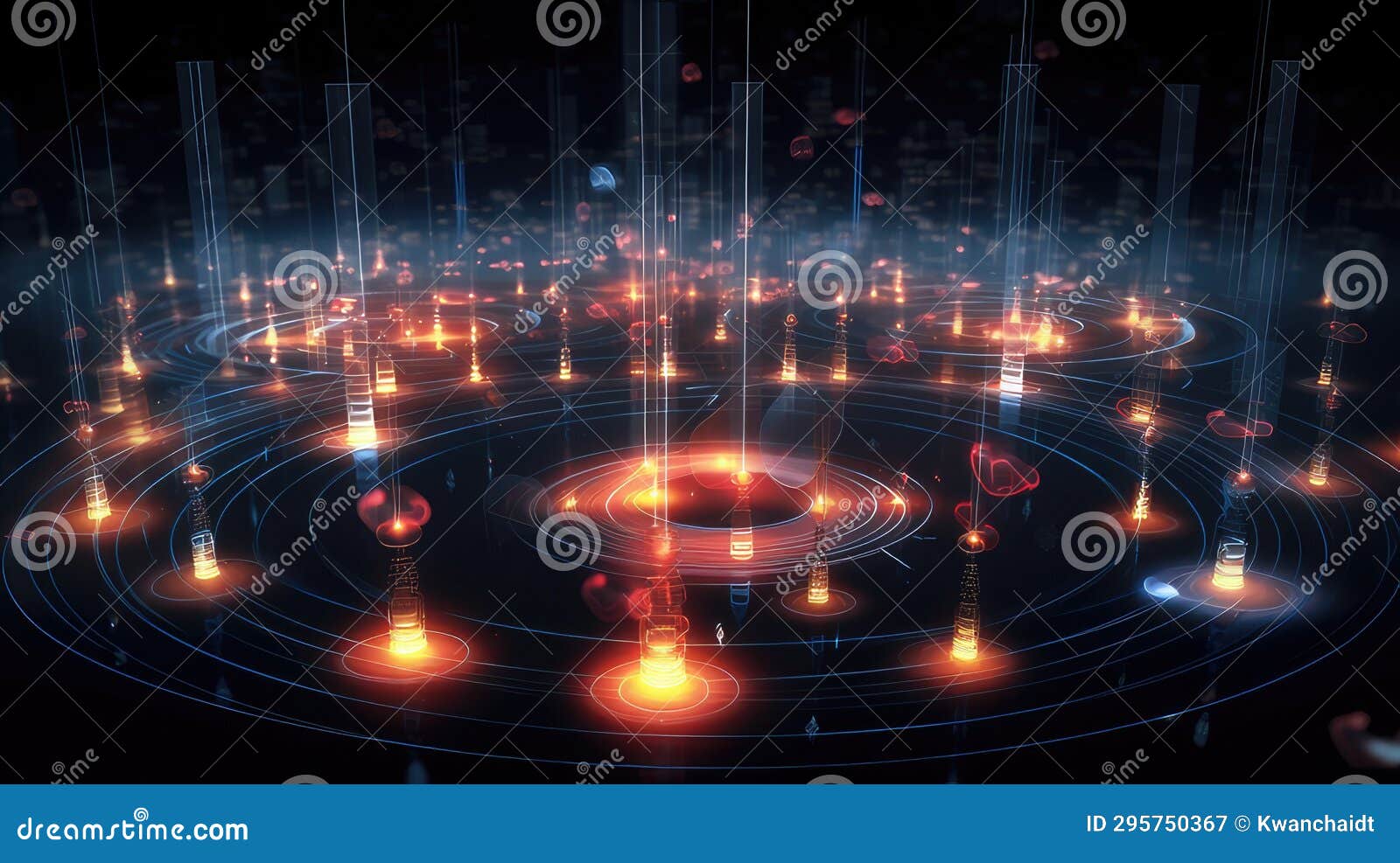 Signals Radiating From A Central Source, Connecting Various Devices ...