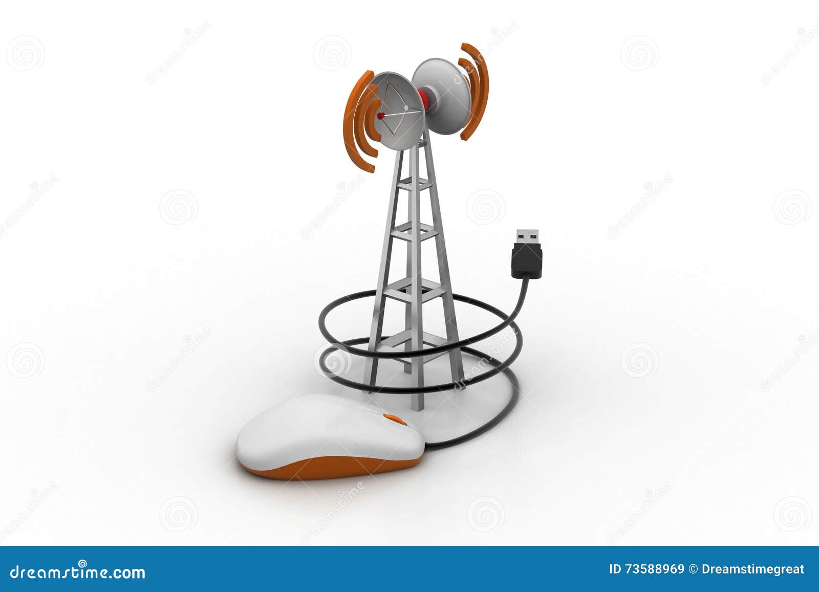 Signaltorn Förbindelse Med Datormusen Stock Illustrationer ...