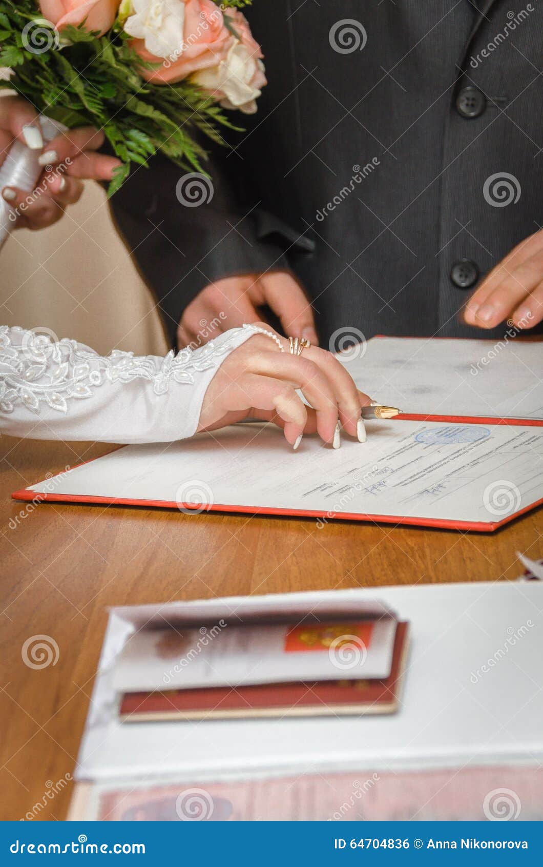 Signature of the Bride in a Wedding Book Stock Photo - Image of ...