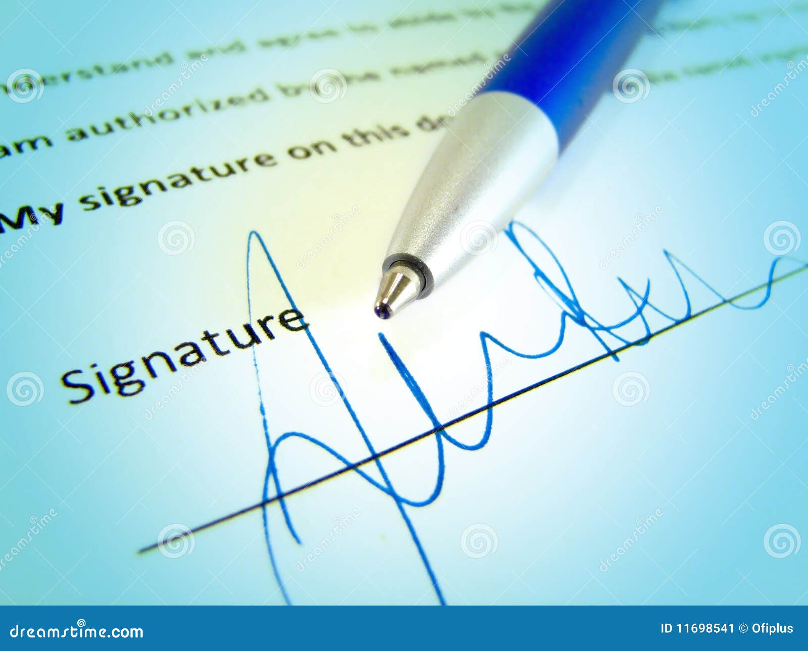 Signature, Contract and a Pen Stock Image - Image of sign, blue: 11698541