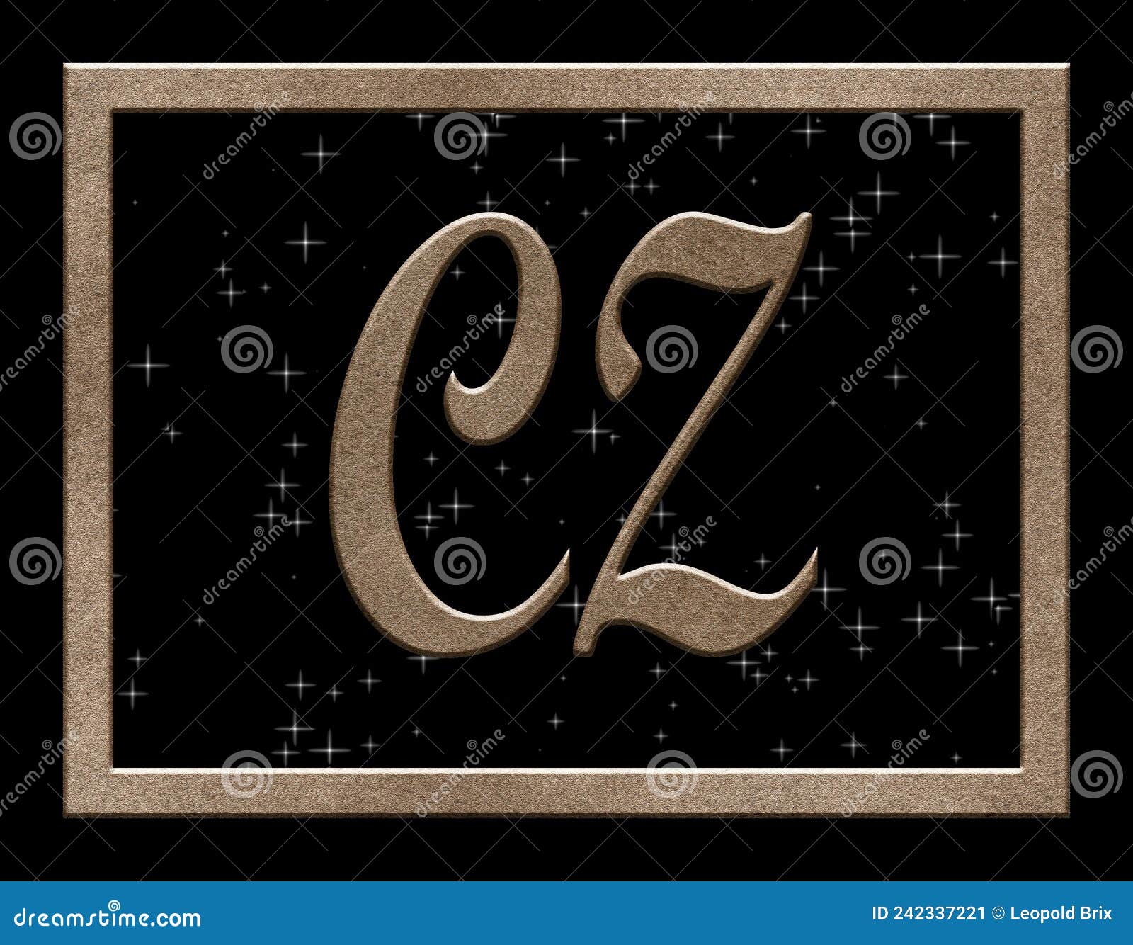 Signature CZ , crystal stock illustration. Illustration of caps - 242337221