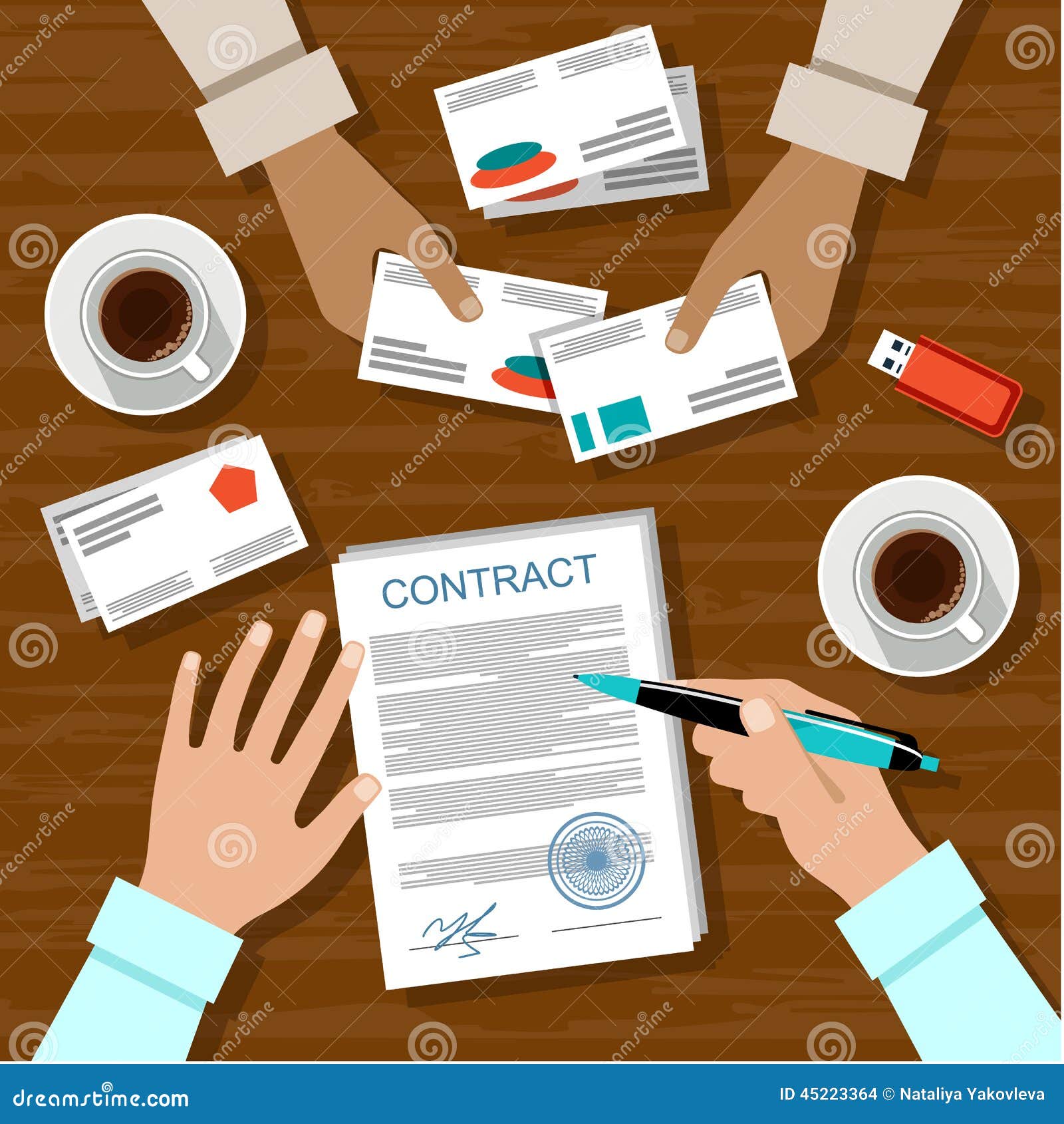 Signature d'un contrat illustration de vecteur. Illustration du ...