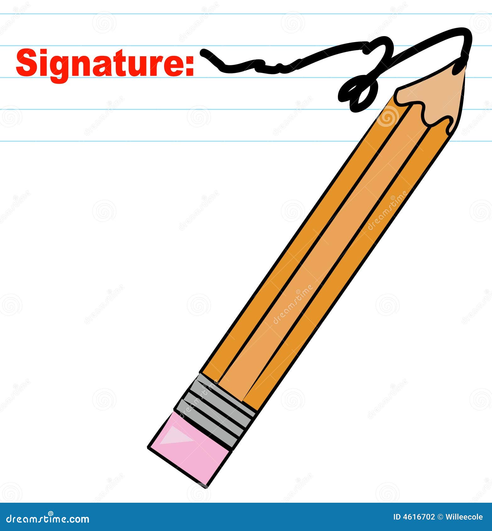 Signature De Signature De Crayon Illustration de Vecteur - Illustration ...