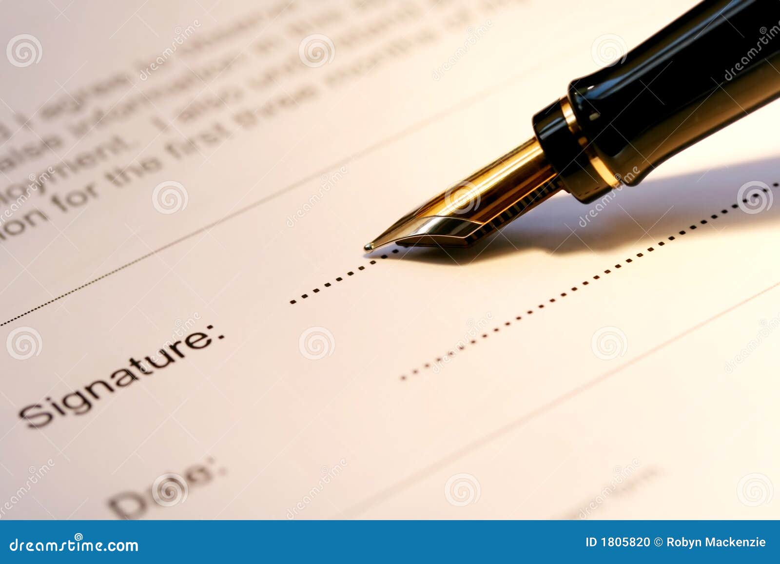 Signature de stylo-plume photo stock. Image du encre, affaire - 1805820