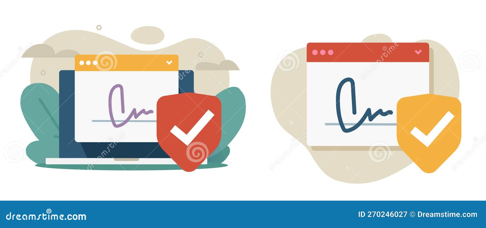 Signature Digital Electronic Smart Agreement Contract Signing Vector ...