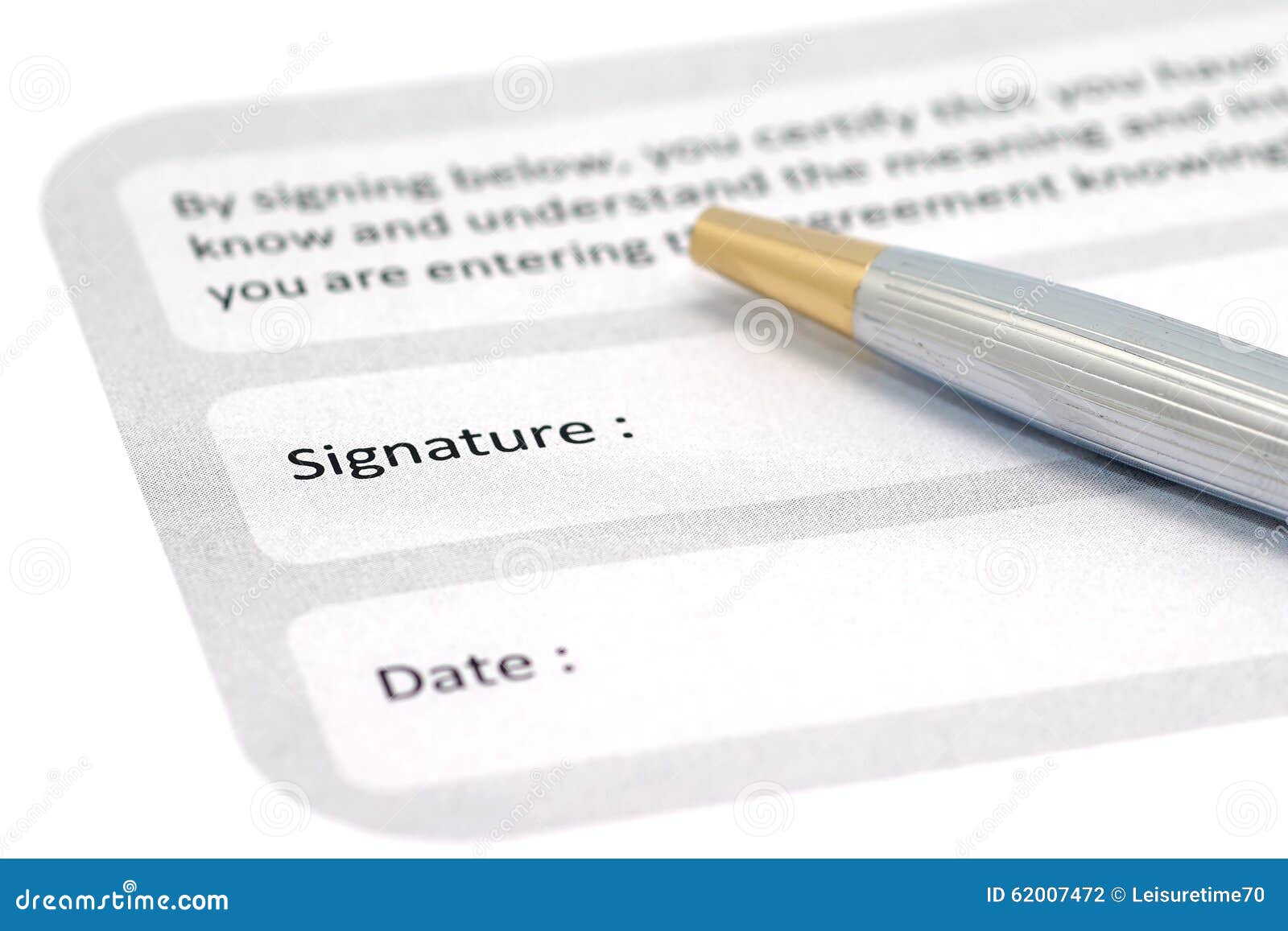 Signature Field on Document Stock Photo - Image of legal, paper: 62007472