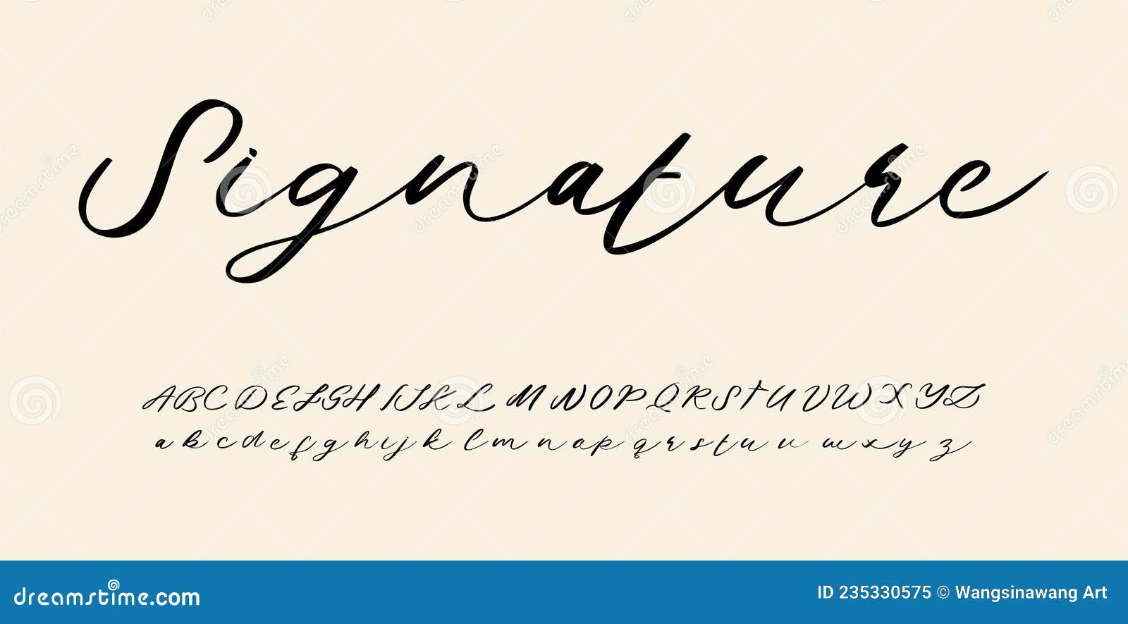 Signature Font Alphabet Vector Illustration Isolated Background Stock ...