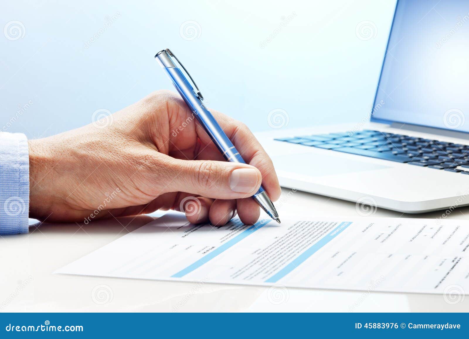 Business Contract Hand Computer Document Stock Photo - Image of laptop ...