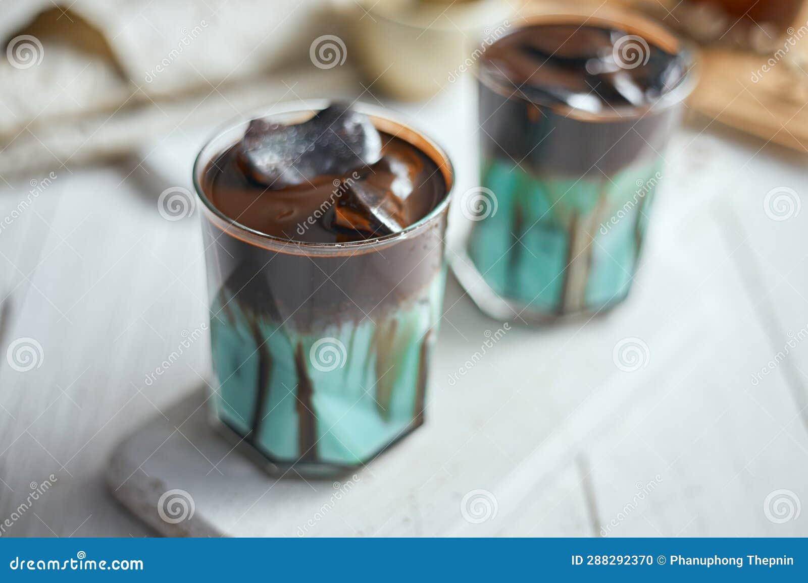 Signature Iced Chocolate Mint Drink in Glass Stock Photo - Image of ...