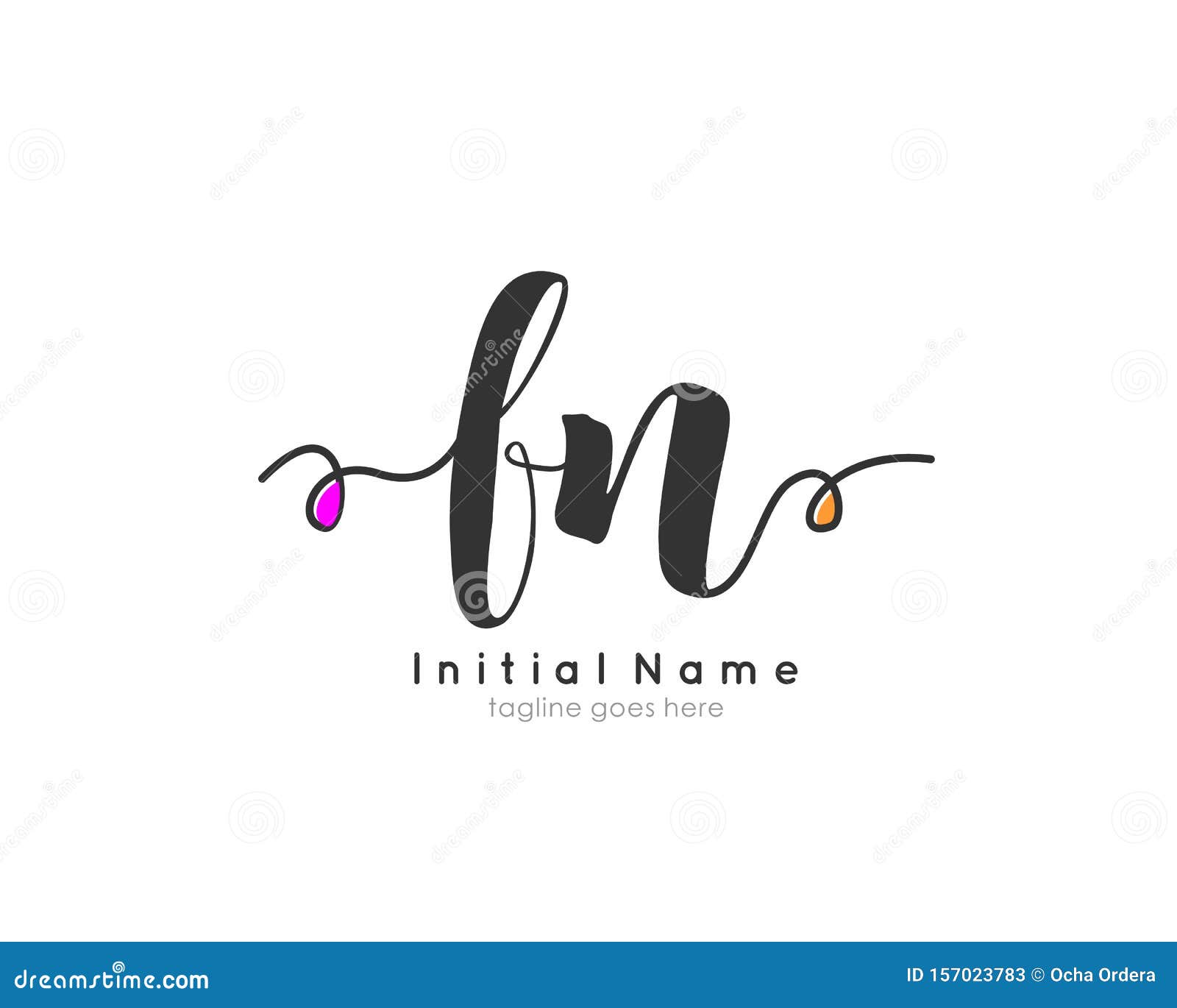 FN Signature Initial Logo Template Vector. Initial Signature Logo ...