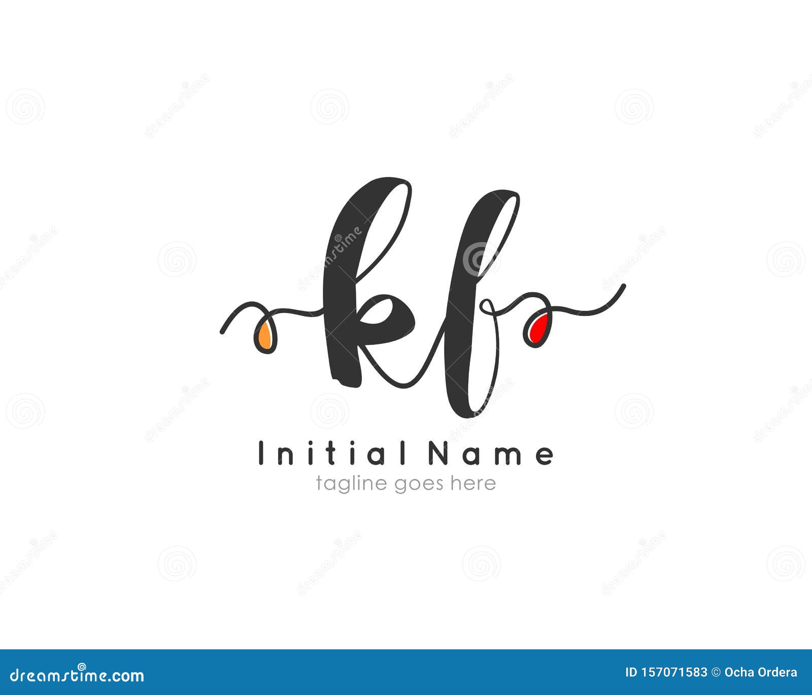 KF Signature Initial Logo Template Vector. Initial Signature Logo ...