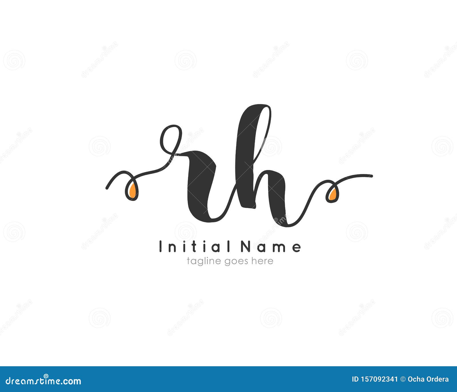 RH Signature Initial Logo Template Vector. Initial Signature Logo ...