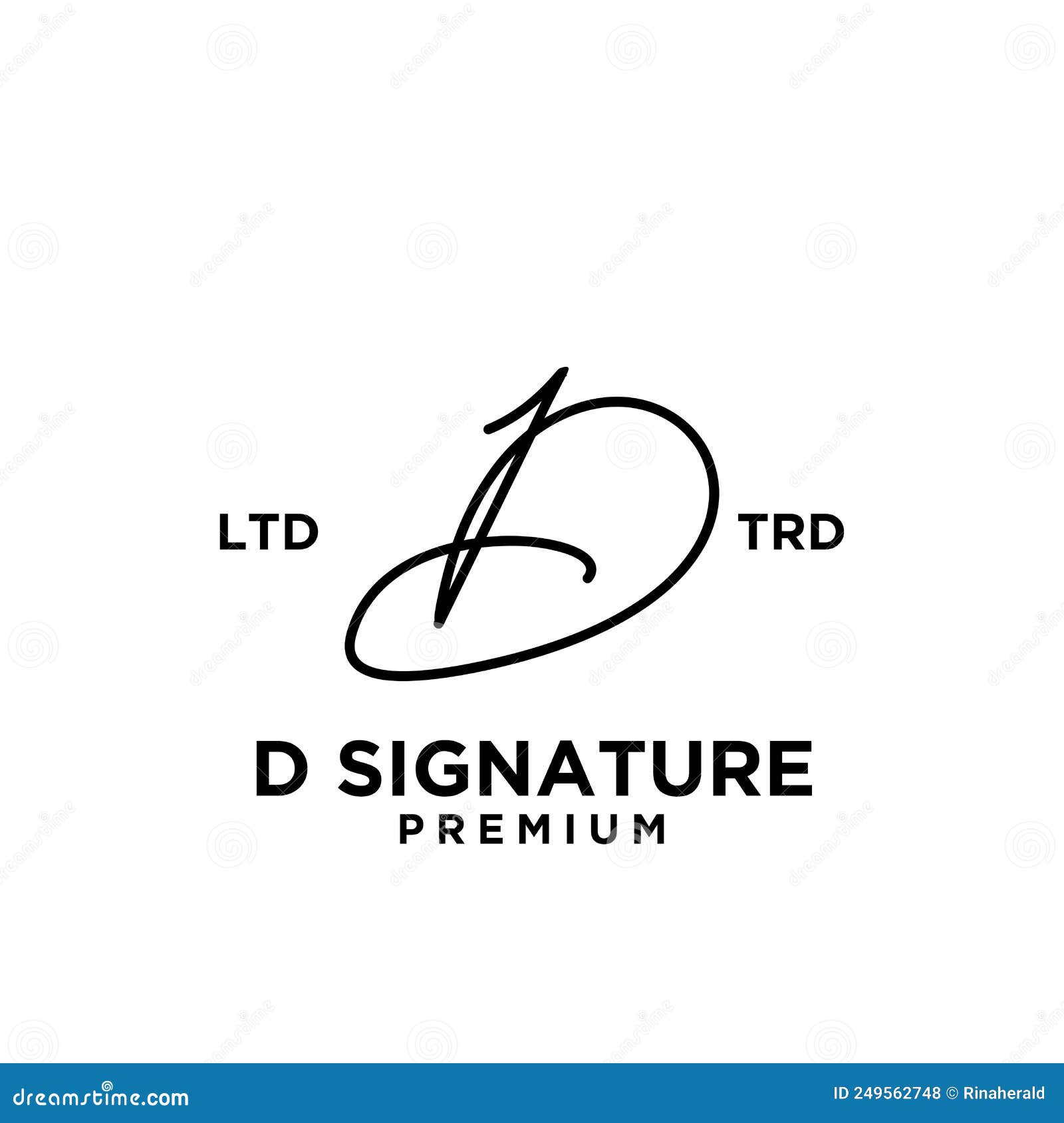 Signature Letter D Hand Write Logo Design Stock Illustration ...