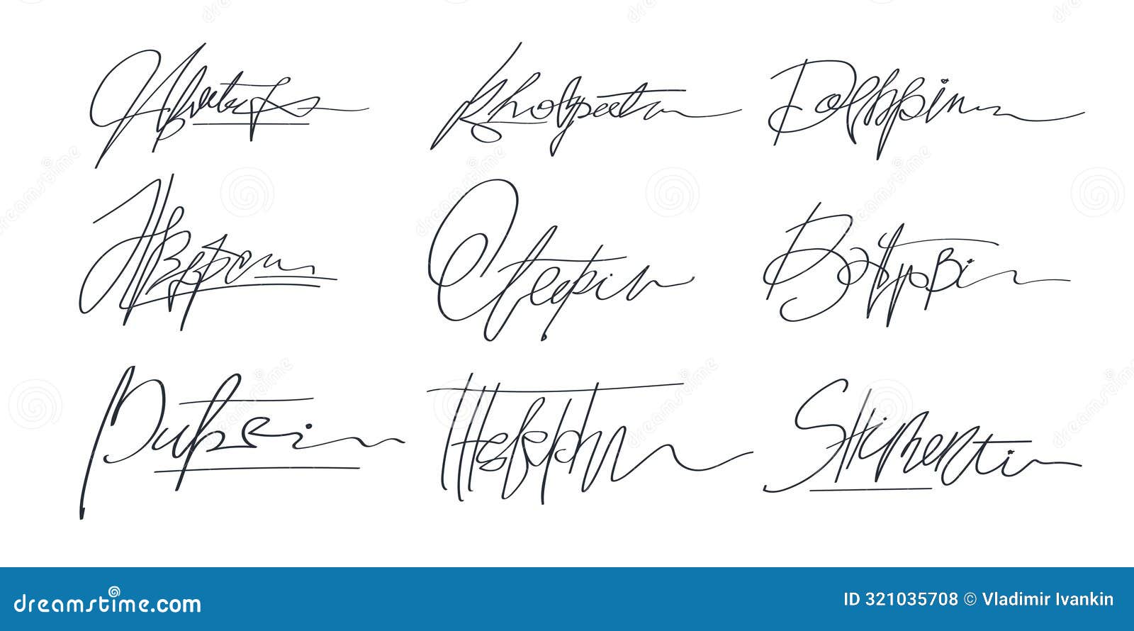 Signature Set Template Black Color Stock Vector - Illustration of black ...