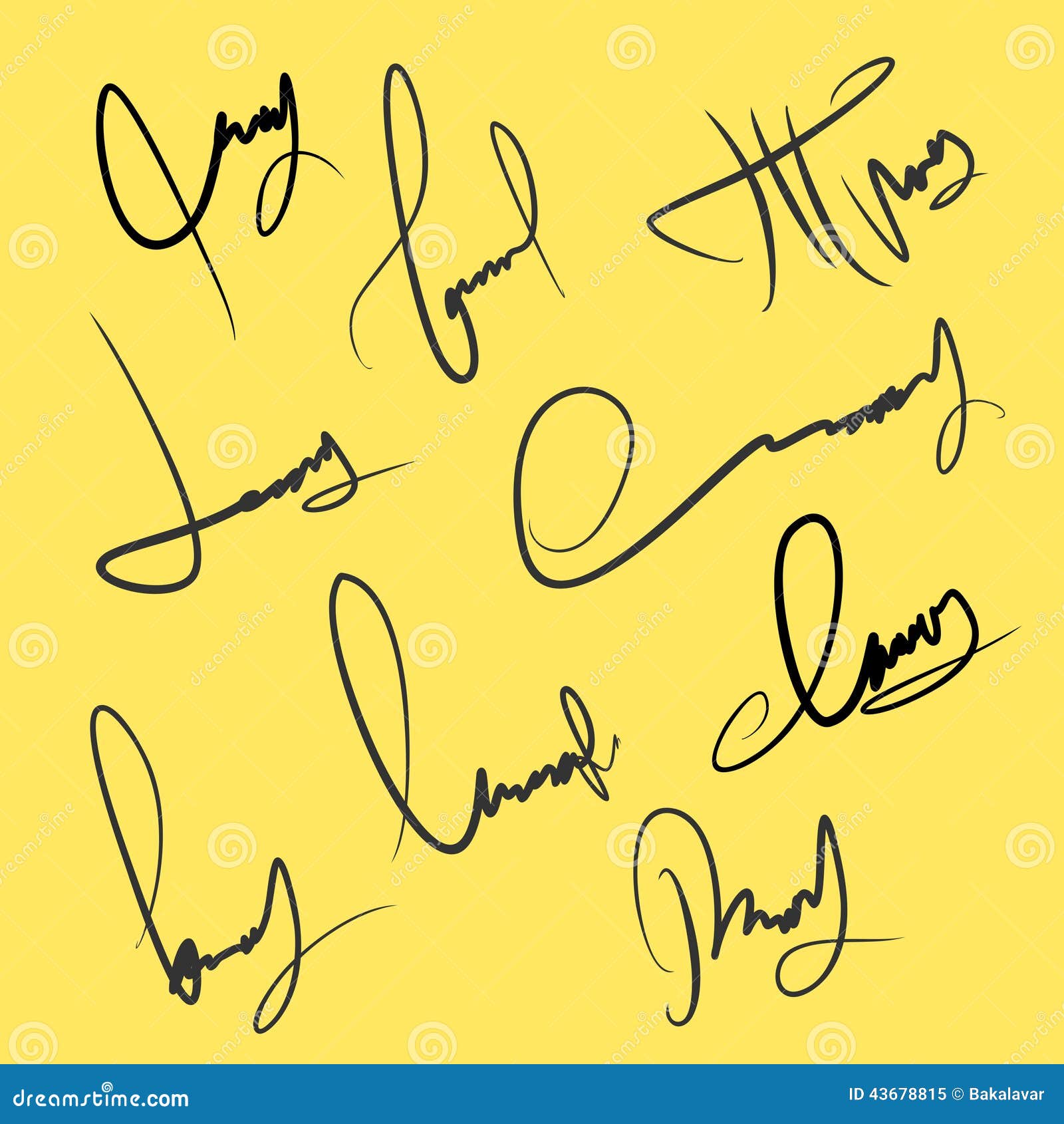 Signature vector set stock vector. Illustration of isolated - 43678815