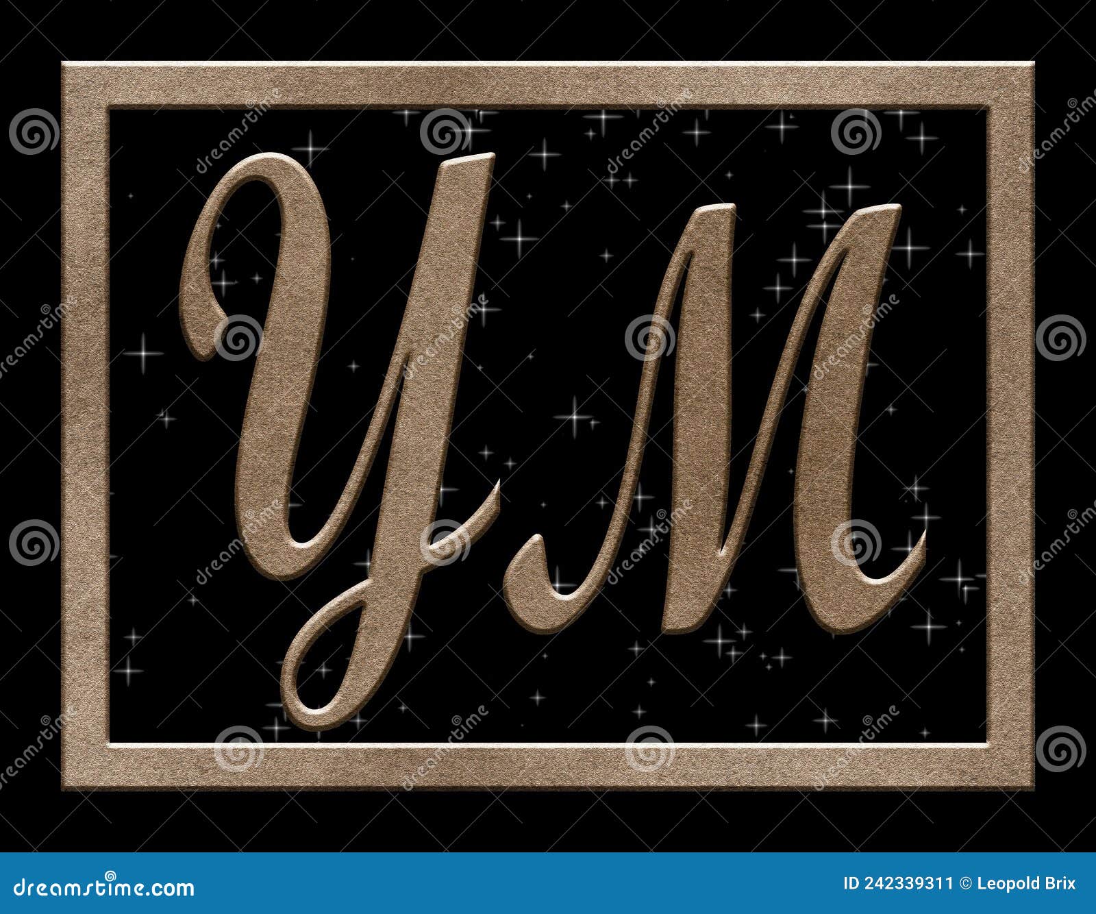 Signature YM , crystal stock illustration. Illustration of font - 242339311