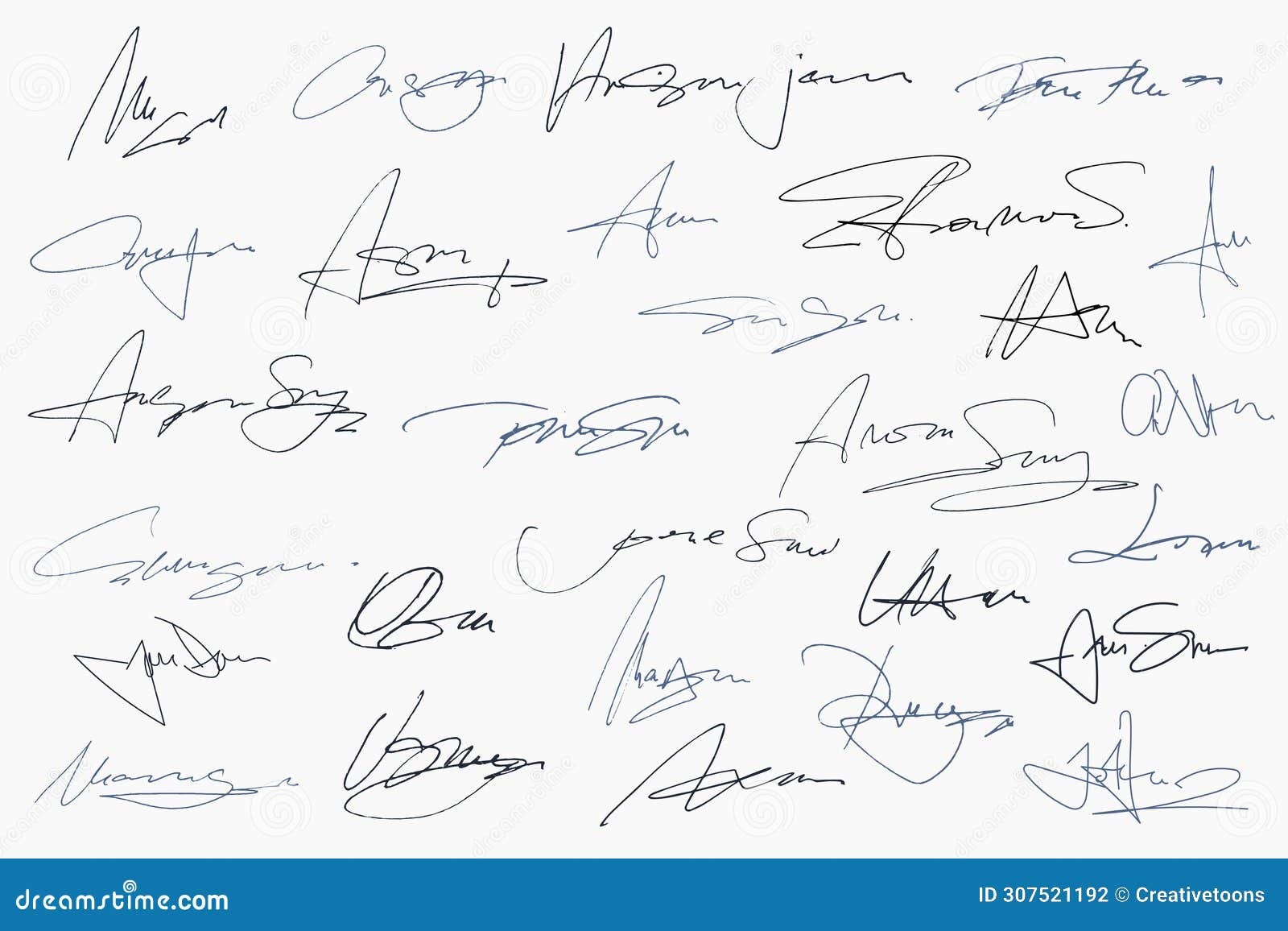 Fictitious Handwritten Signature Scribble For Business Certificate Or ...