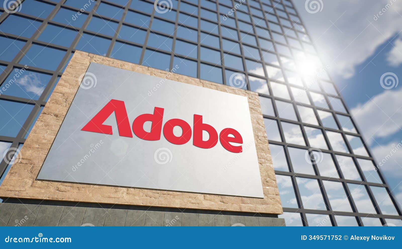 Adobe Logo Neon Glowing 3D Illustration Image Editorial Photo ...