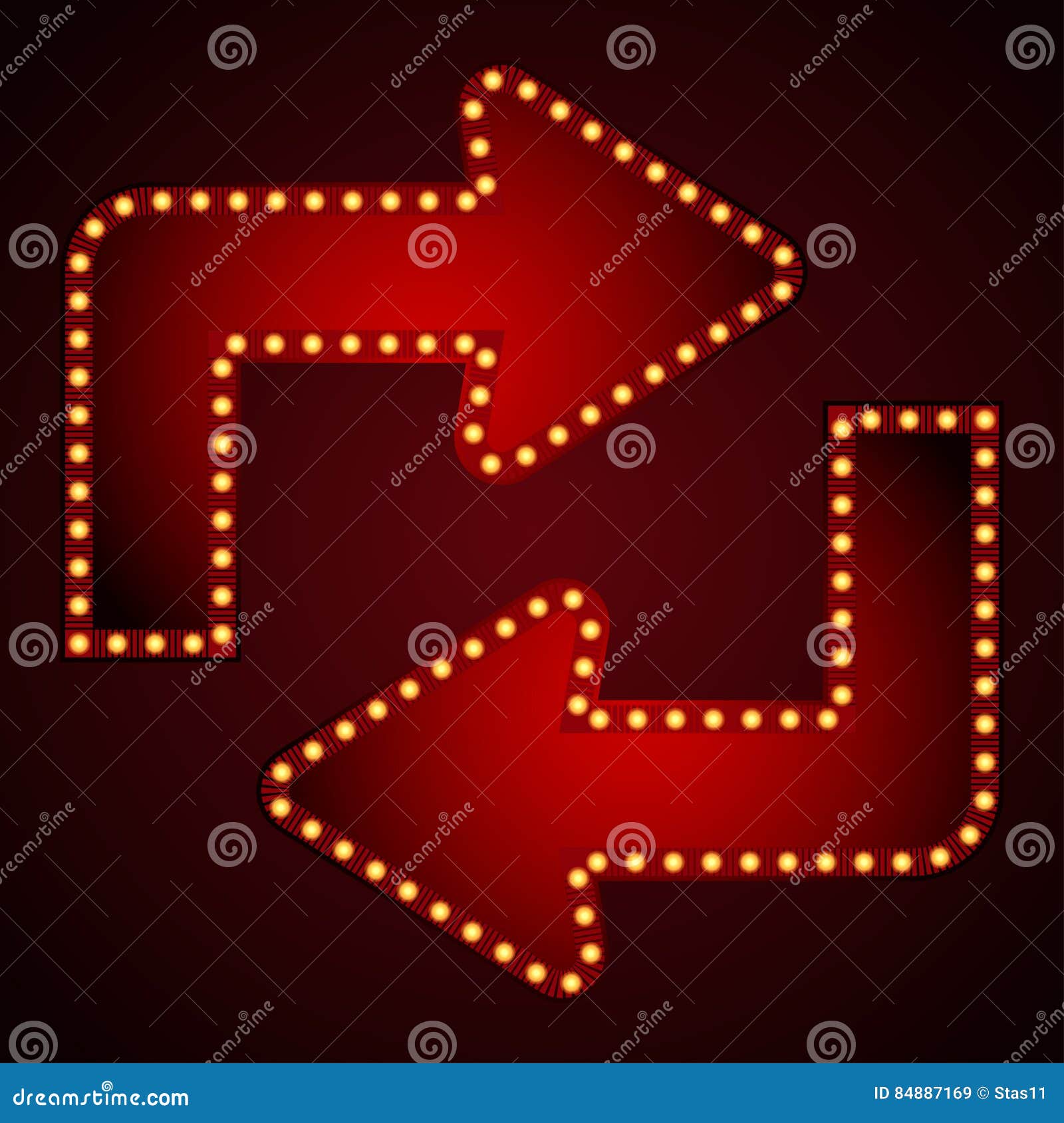 Signboard Arrow for Text with Light Bulbs. Vector Illustration Stock ...