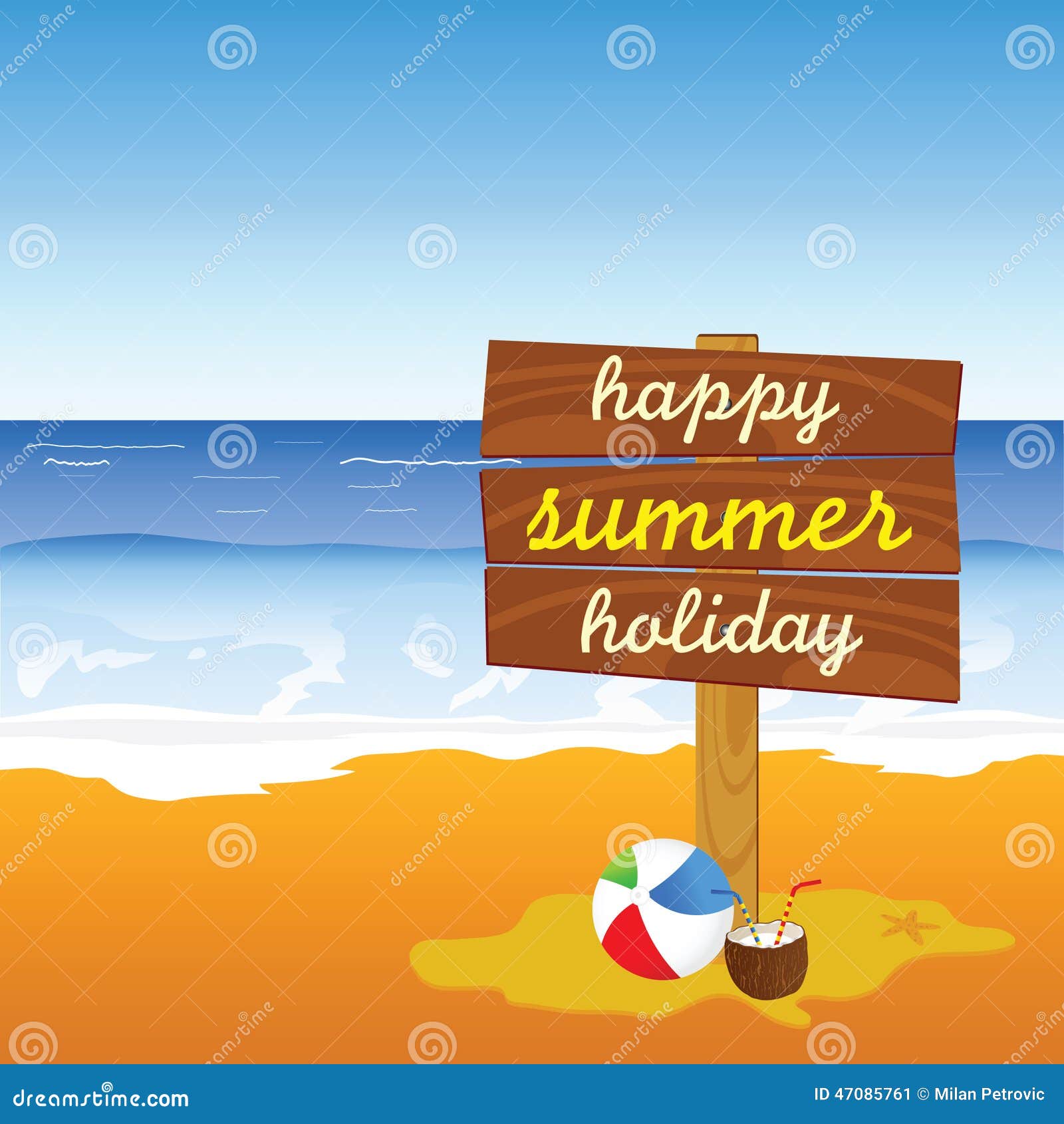 Signboard on the Beach Color Vector Stock Vector - Illustration of sign ...