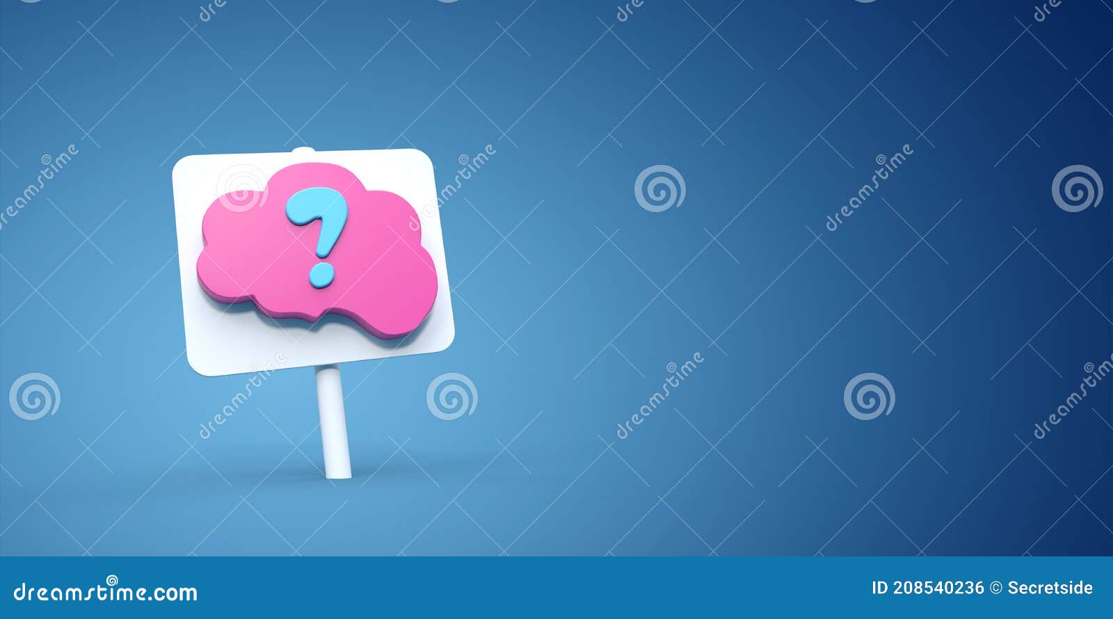 Signboard with a Brain and a Question Mark on Blue Background Stock ...
