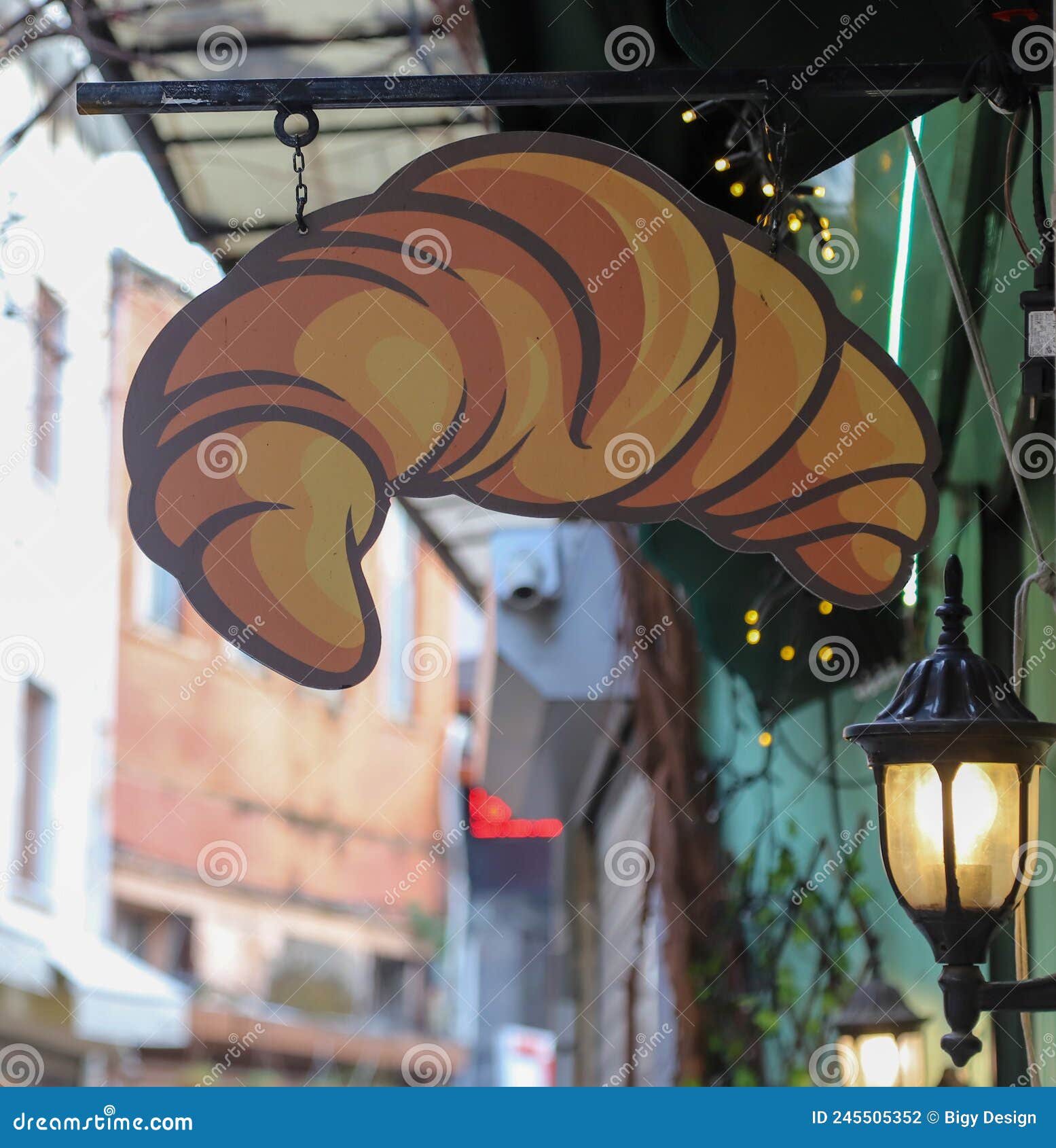 Signboard for the Croissant Shop. Stock Photo - Image of background ...