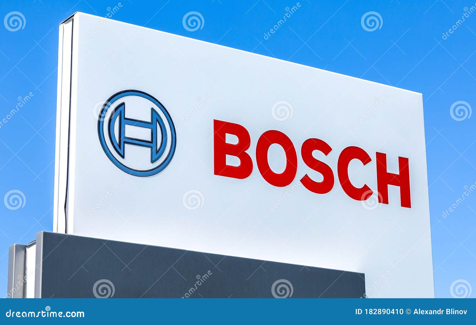 Signboard with Emblem Bosch Against the Blue Sky Editorial Image ...