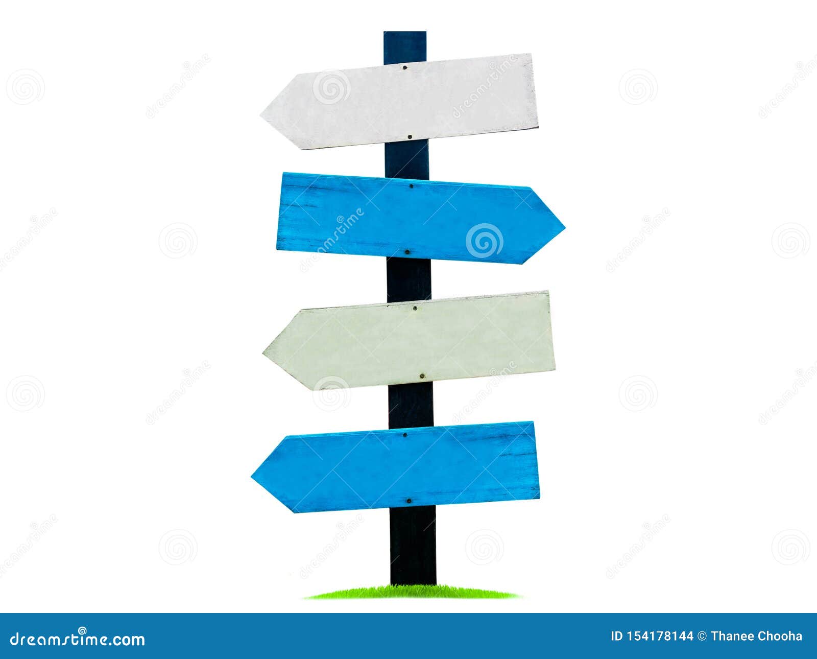 Signboard / Guide Post Made of Wood, Painted in White and Blue Isolated ...