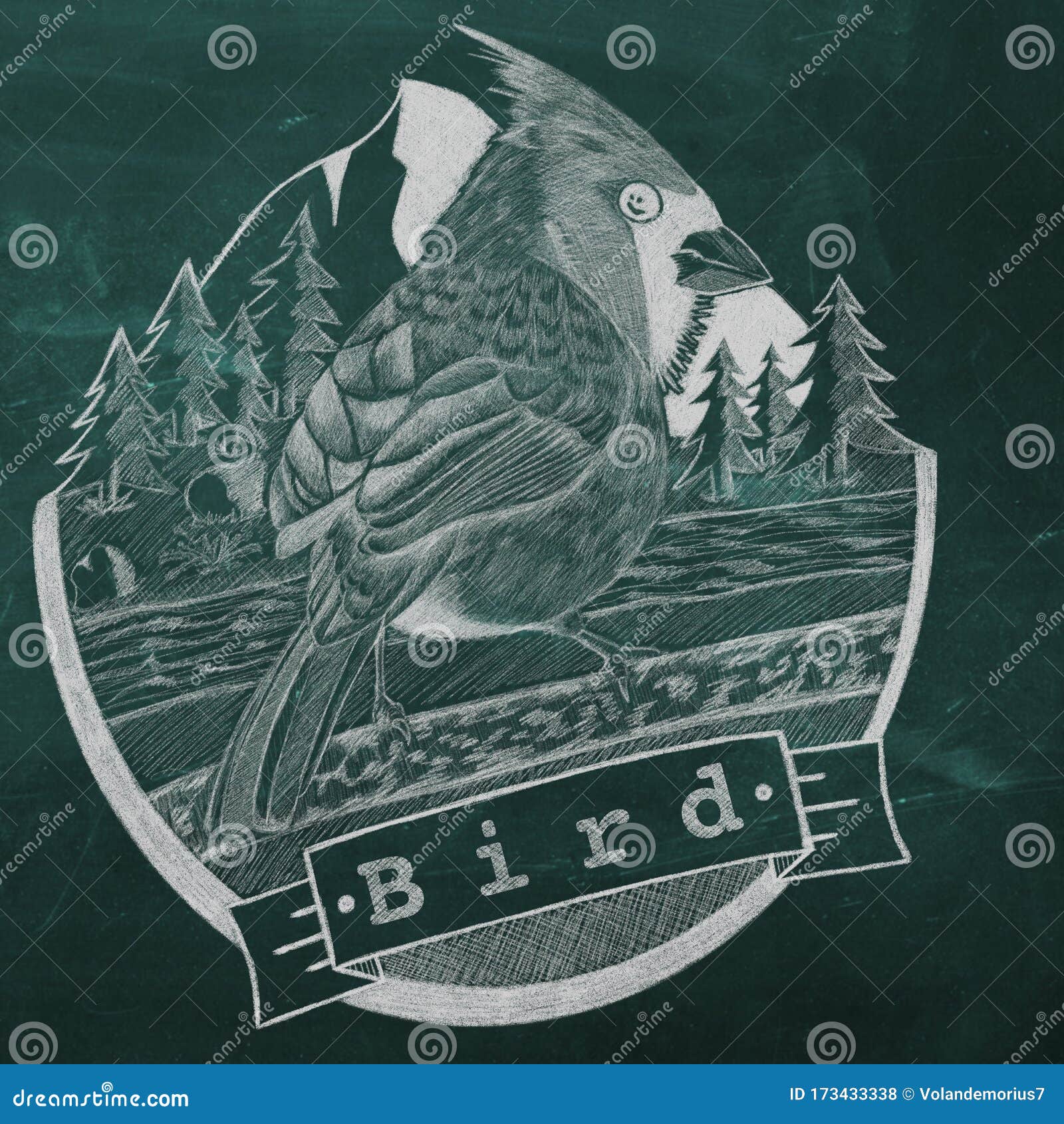 Signboard with the Image of a Bird. Stock Illustration - Illustration ...