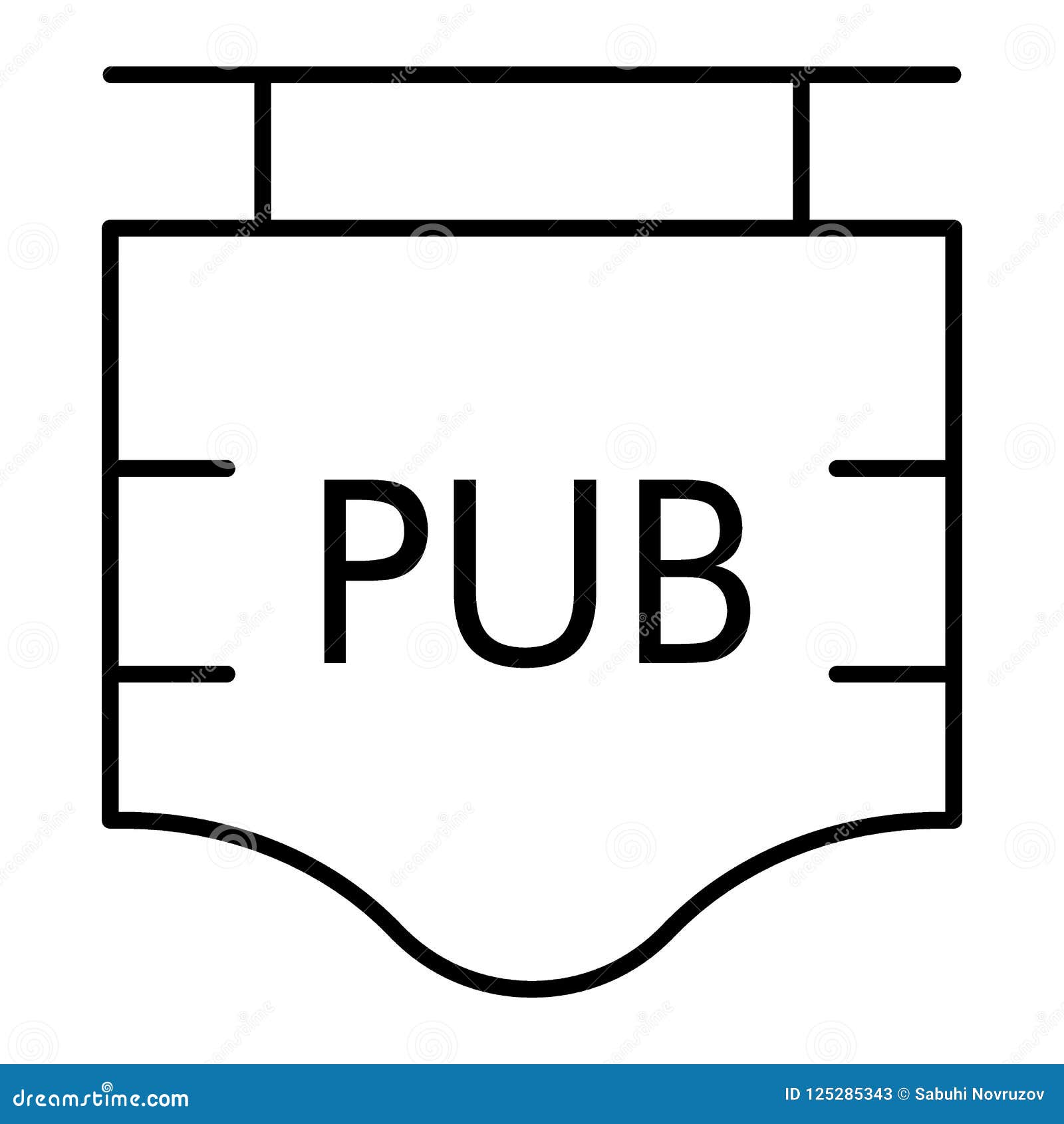 Signboard with Inscription Pub Thin Line Icon. Wooden Sign with Text ... Signboard with Inscription Pub Thin Line Icon. Wooden Sign with Text ...
