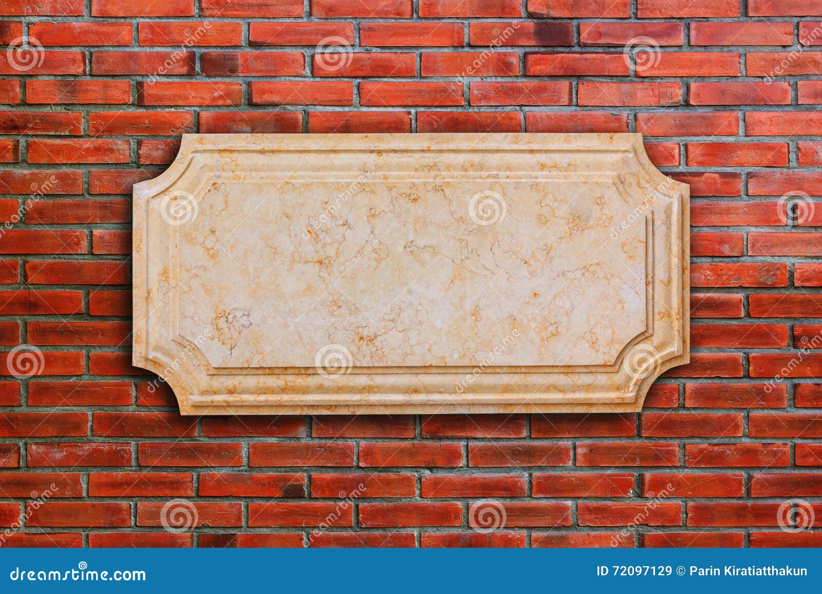 A Signboard Marble on Brick Wall. Stock Image - Image of interior ...