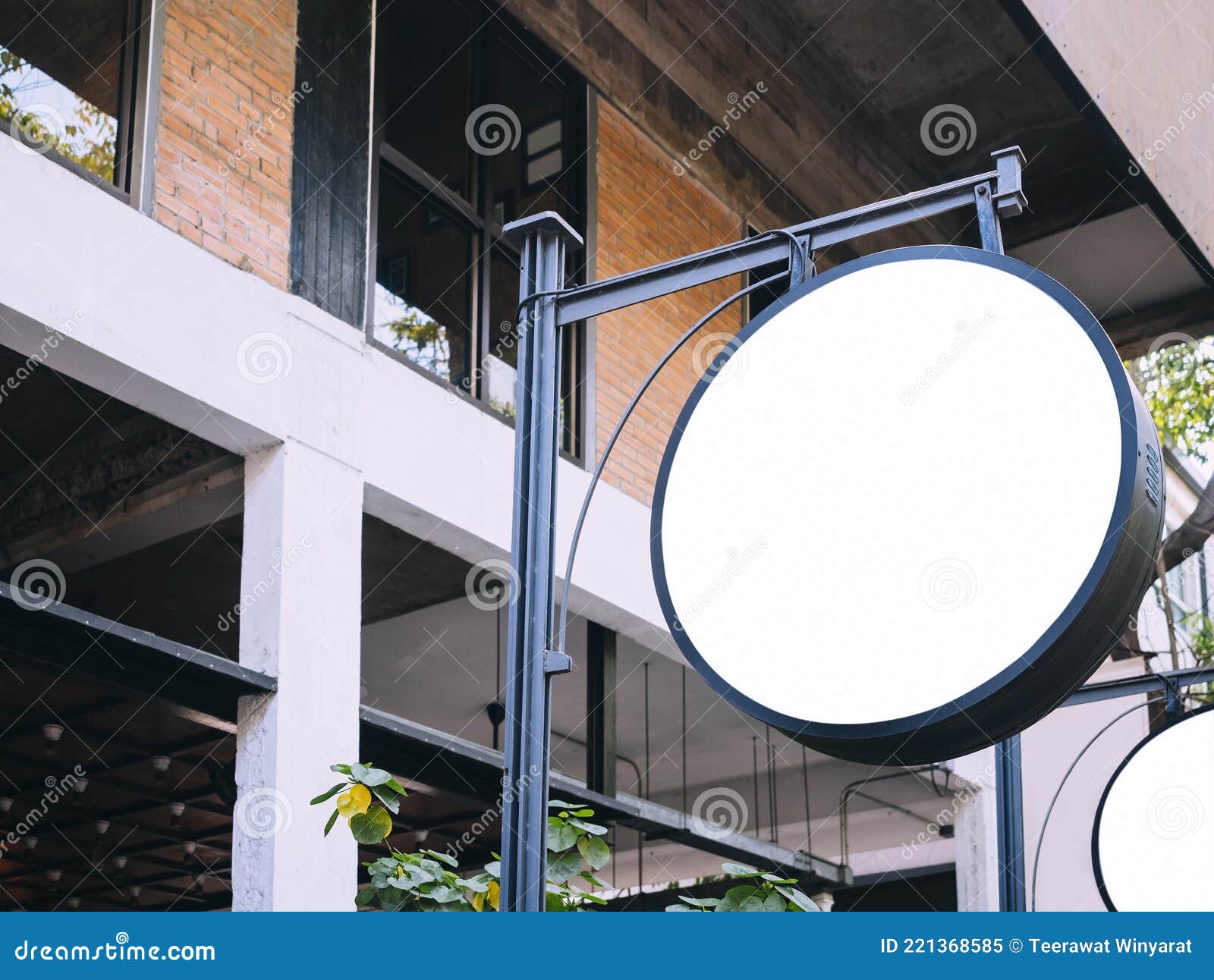 Signboard Mock Up Circle Shape Shop Front Business Sign Stock Image ...